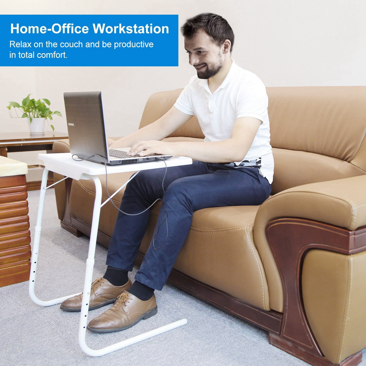 Ivy Bronx Lefancy Foldable Tray Table Portable Sofa TV Tray 6 Heights 3 ...