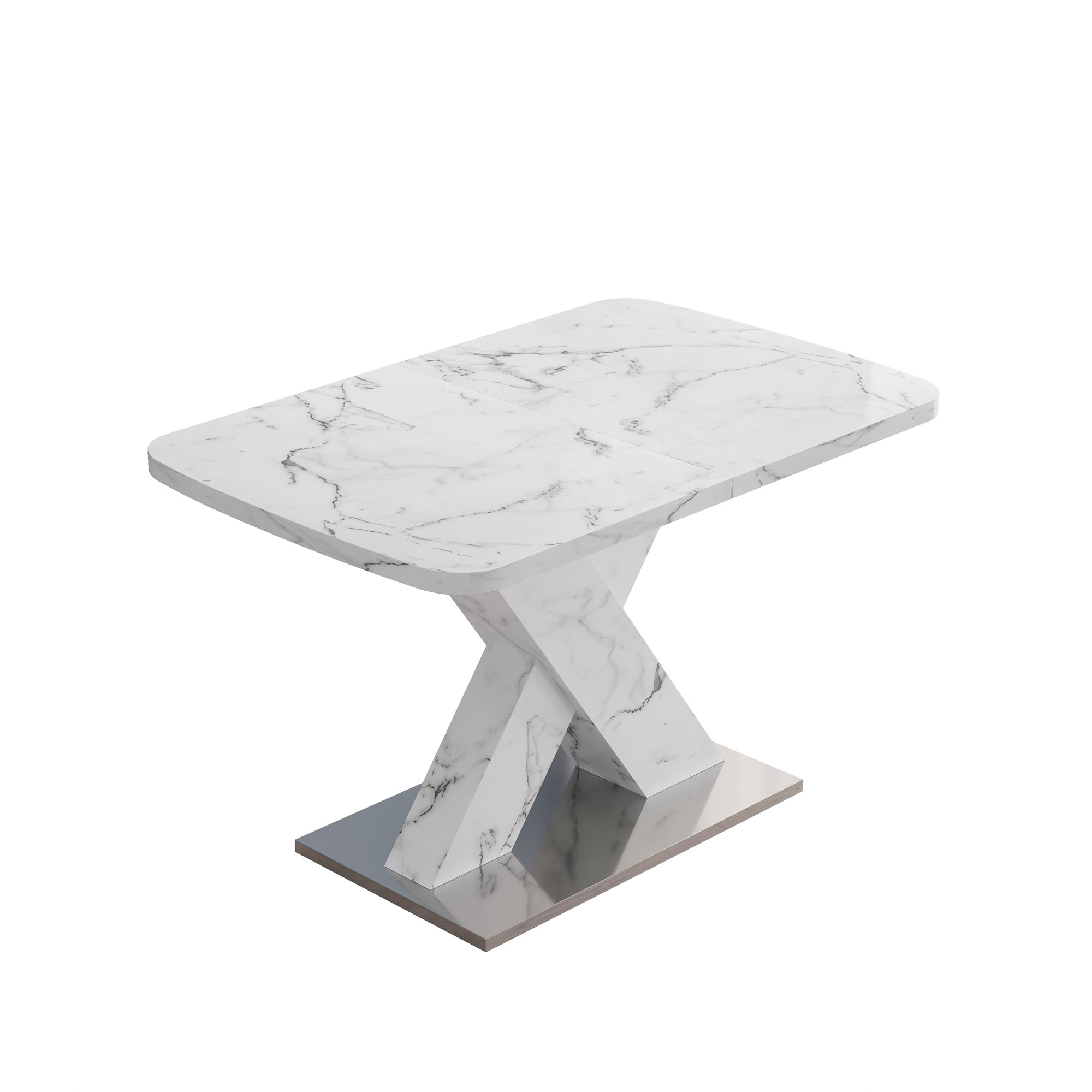 Ivy Bronx Modern Square Dining Table, Stretchable, White Table Top+MDF ...