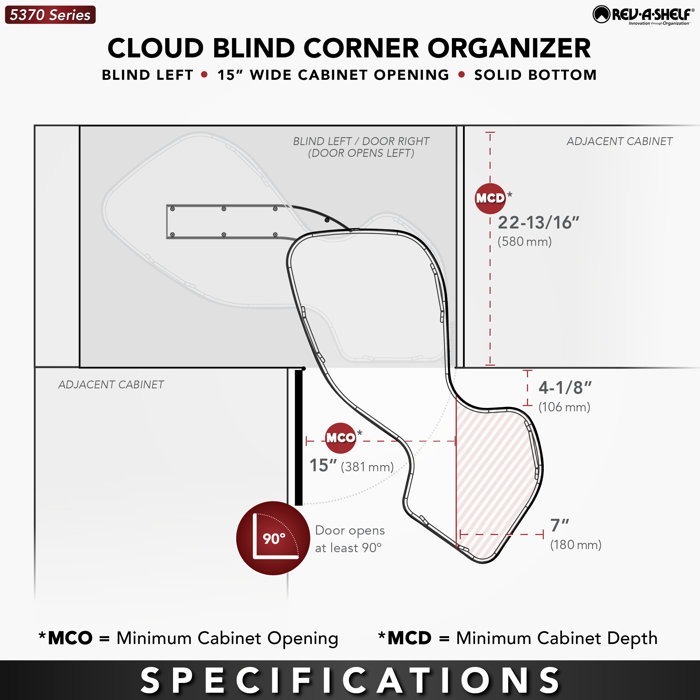 Rev-A-Shelf Contemporary Cloud 2-Shelf Blind Corner Organizer for Blind ...