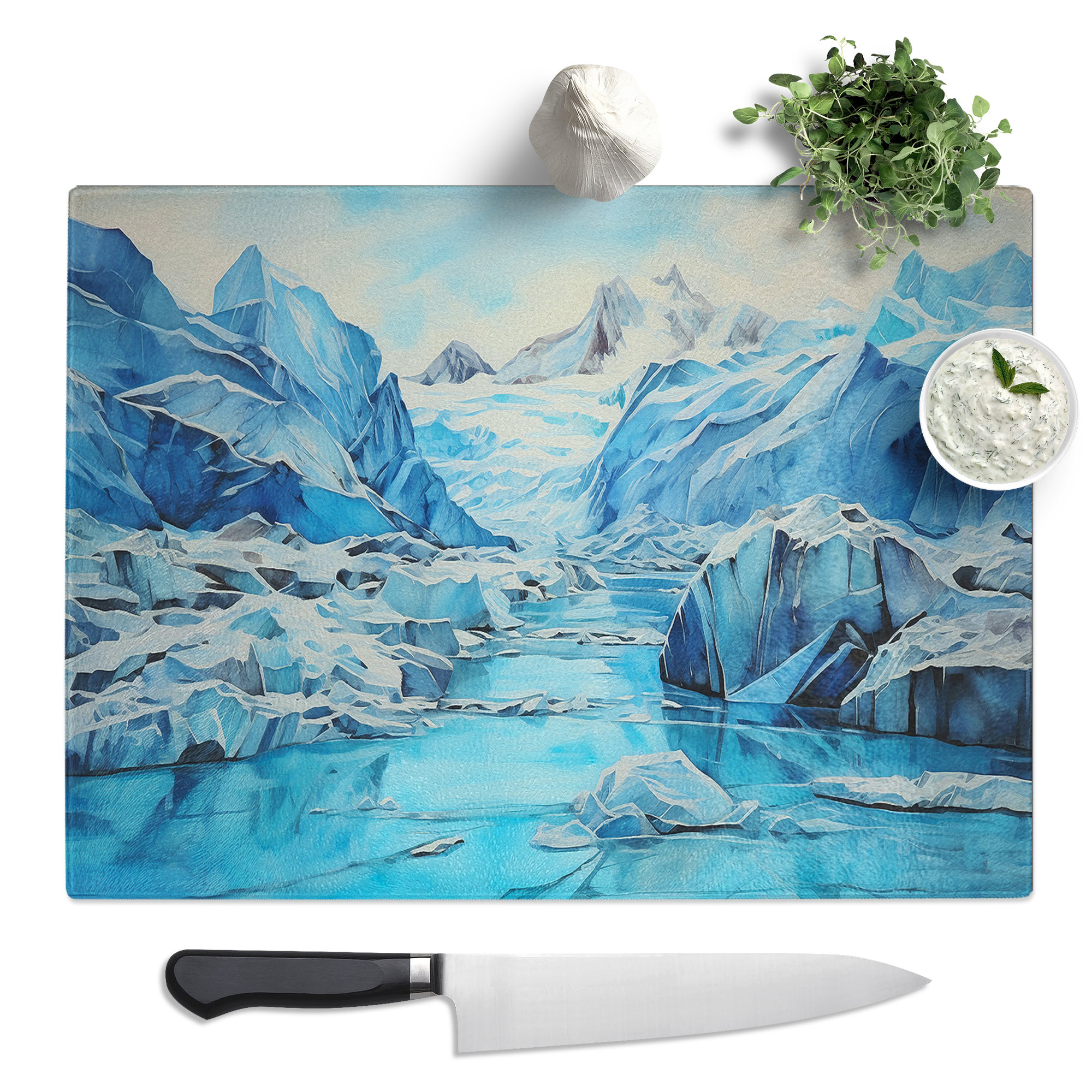 Metro Lane Glacier Expressionism Glass Chopping Board | Wayfair.co.uk