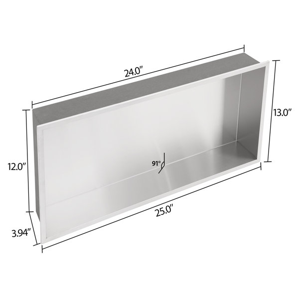 Logmey 24" W x 12" H Stainless Steel Wall Niche Bathroom Shower Niche ...