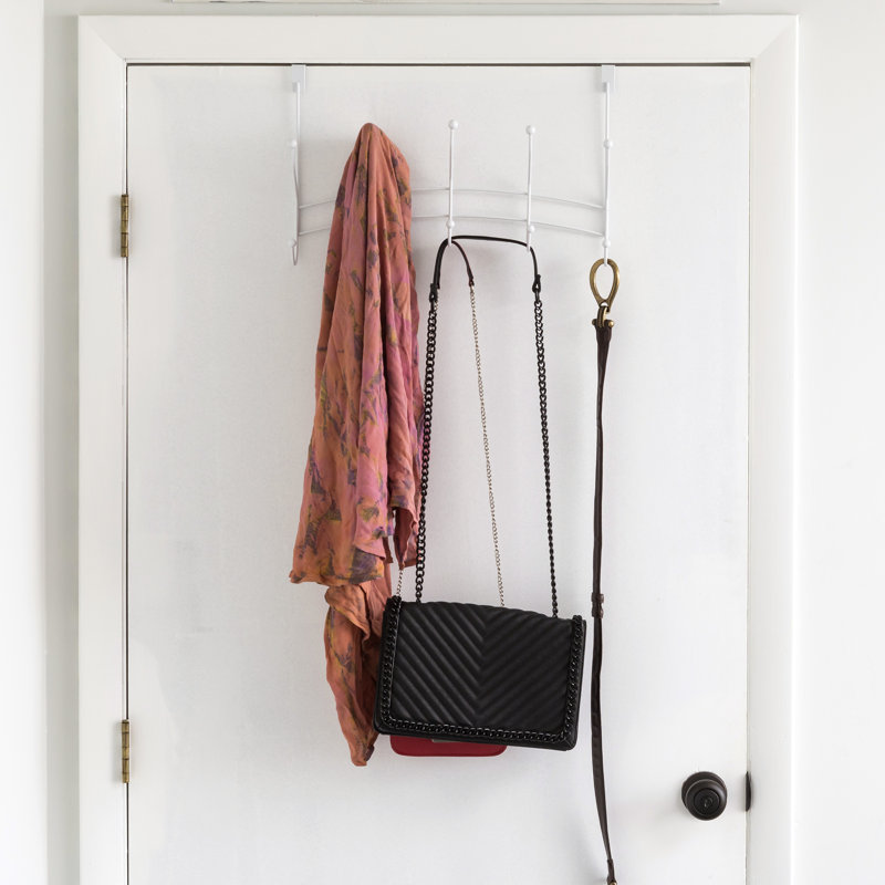 Home Basics 10 - Hook Over the Door Wall Mounted Coat Rack in White ...