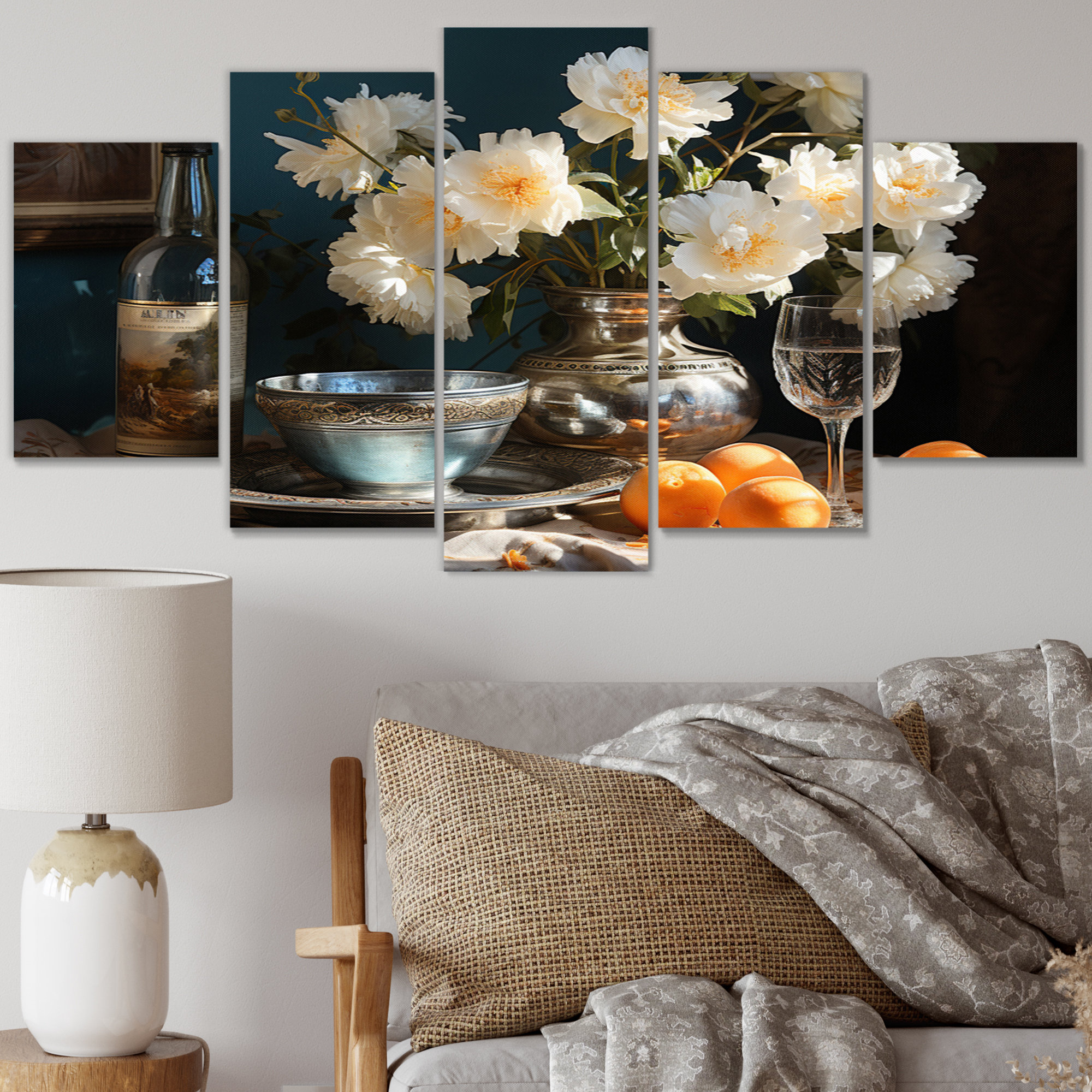 Design Art 5 Serenity Floral Still Life Wall Decor Set Metal | Wayfair
