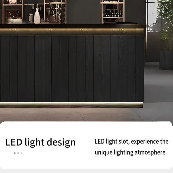 KPXU Bar Counter Rustic Style Bar Front Desk with Storage and Bar ...