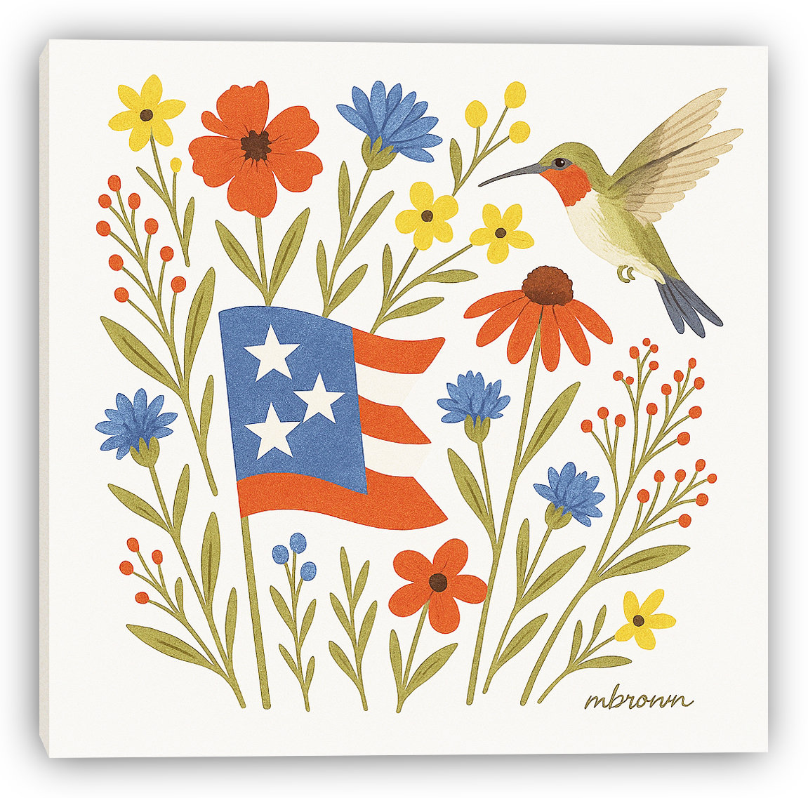 Bayland Collection Patriotic Garden with Hummingbird Canvas Wall Art ...