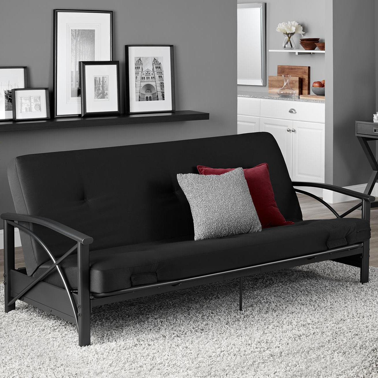 Ivy Bronx Dorinda Metal Arm Futon and Mattress "& Reviews" | Wayfair