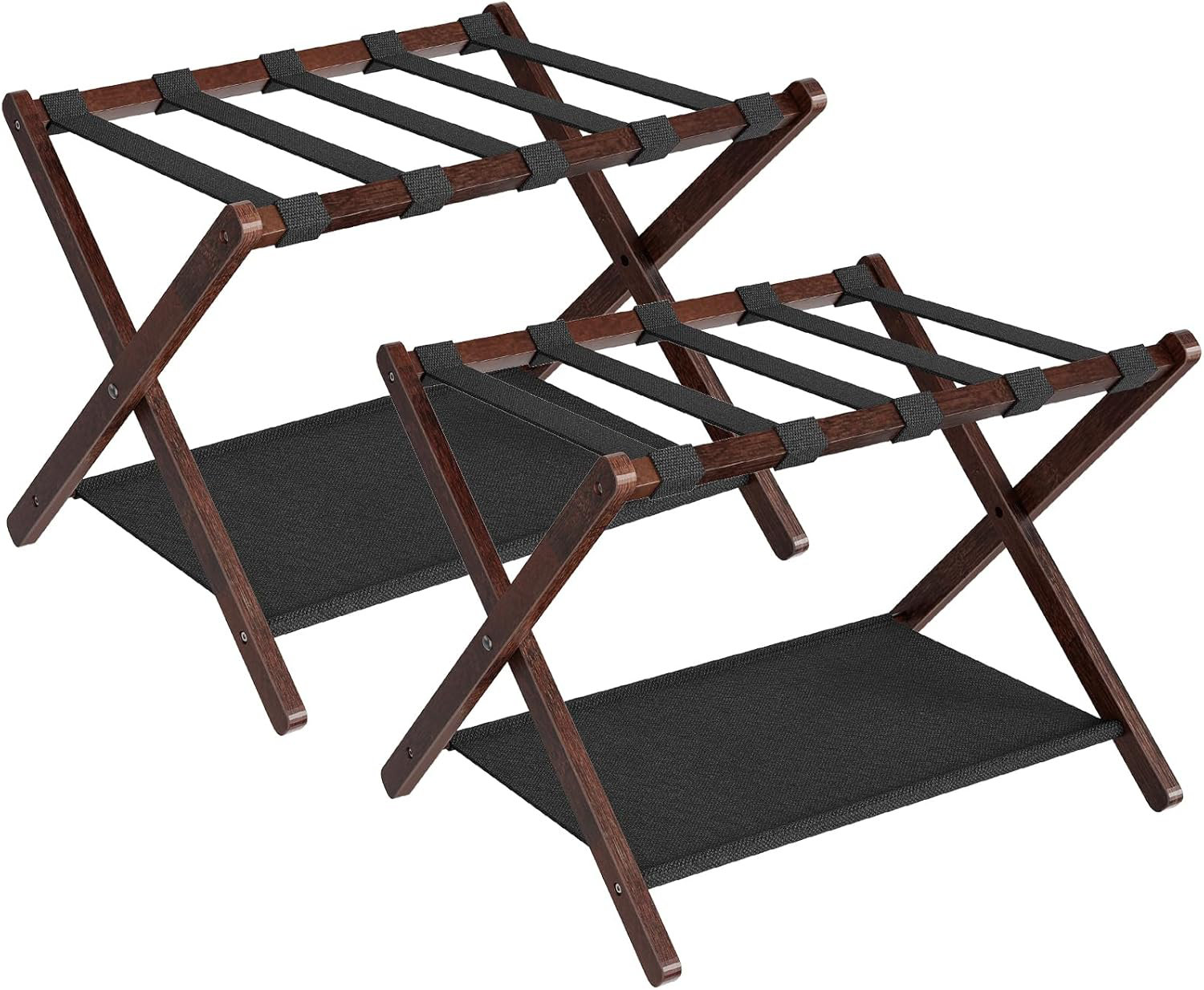 MEBROT Set Of 2 Folding Luggage Holders, Bamboo Suitcase Stands, With ...