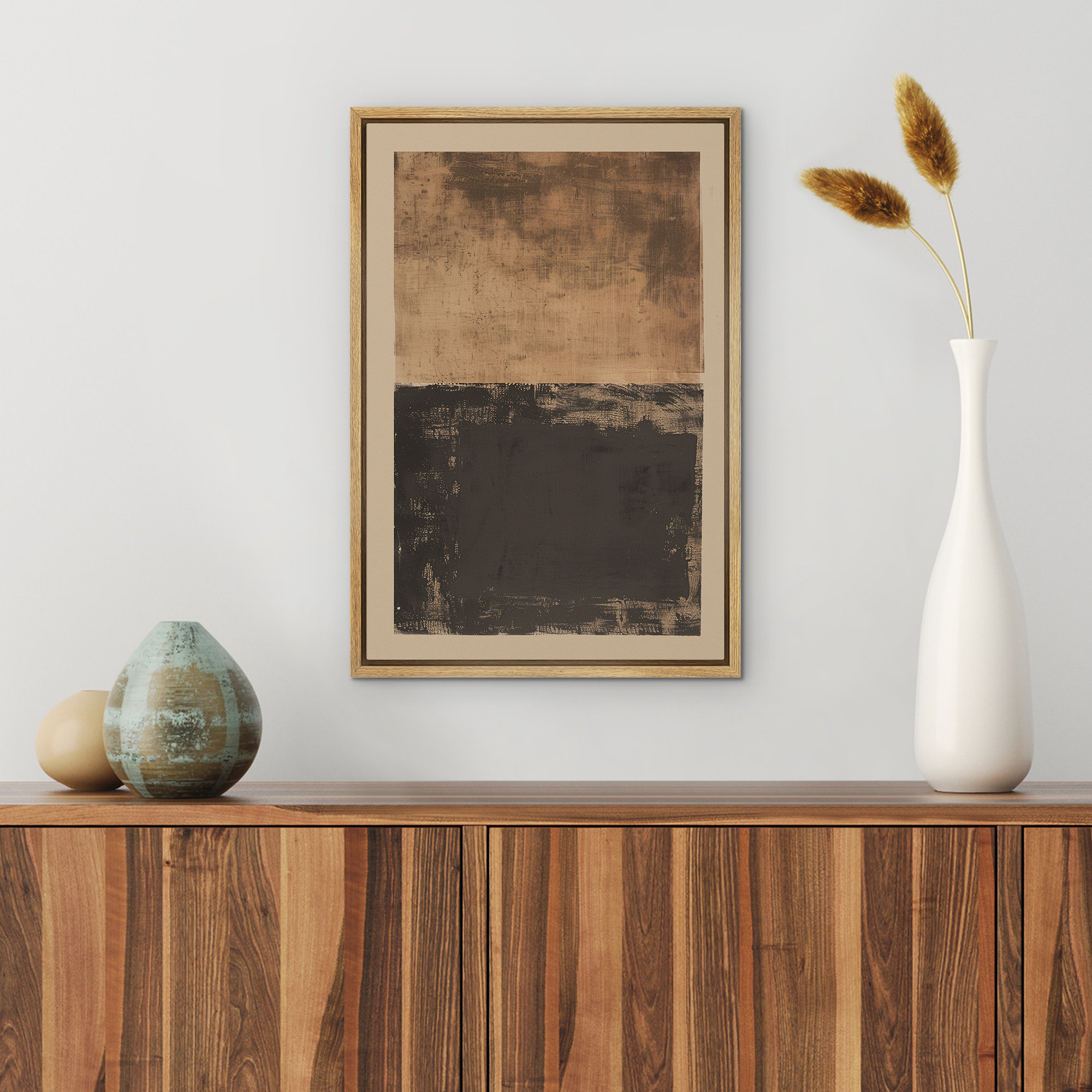 wall26 Brown Abstract Shapes Illustrations Rustic Decor Artwork M134 ...