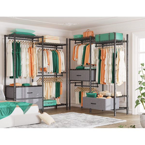 Rebrilliant Madelis 71" Closet Racks, Clothes Hanging Rack Heavy Duty ...
