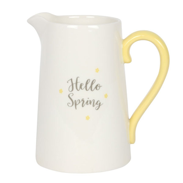Brambly Cottage Hello Spring Ceramic Flower Jug 17Cm | Wayfair.co.uk