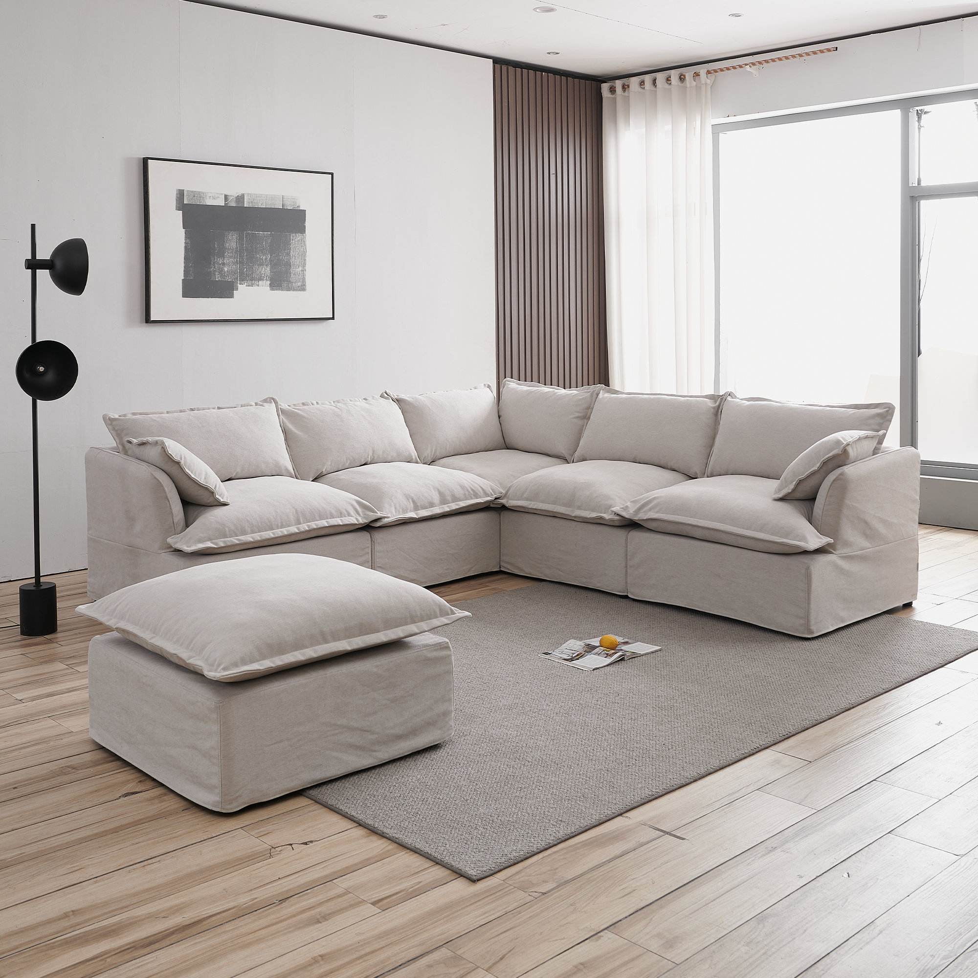 Orren Ellis Cloud Sofa 6-Seater Sectional Sofa Couch Modular Sofa ...