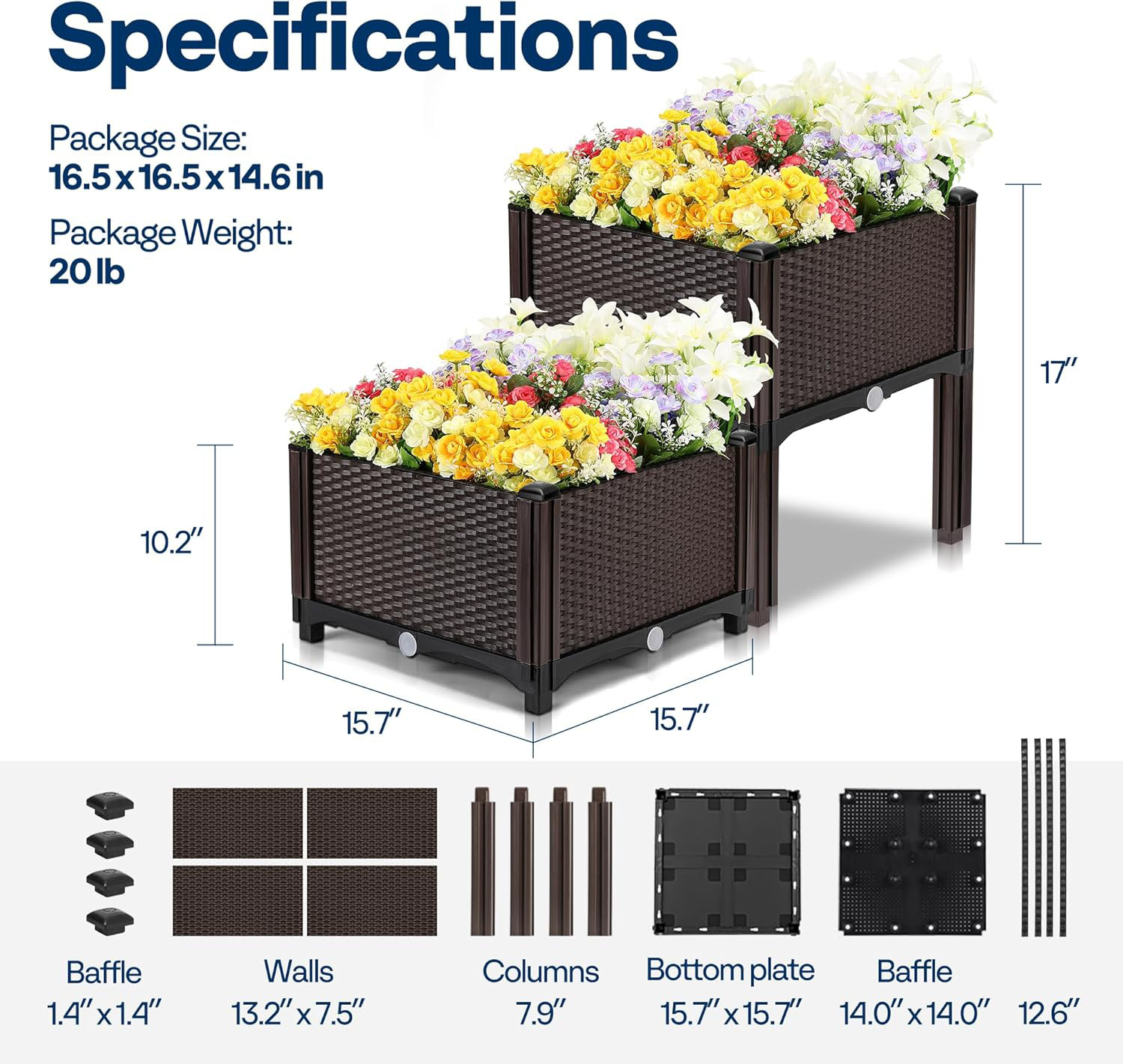 Arlmont & Co. 4 Packs Elevated Plastic Raised Garden Bed Planter Kit ...