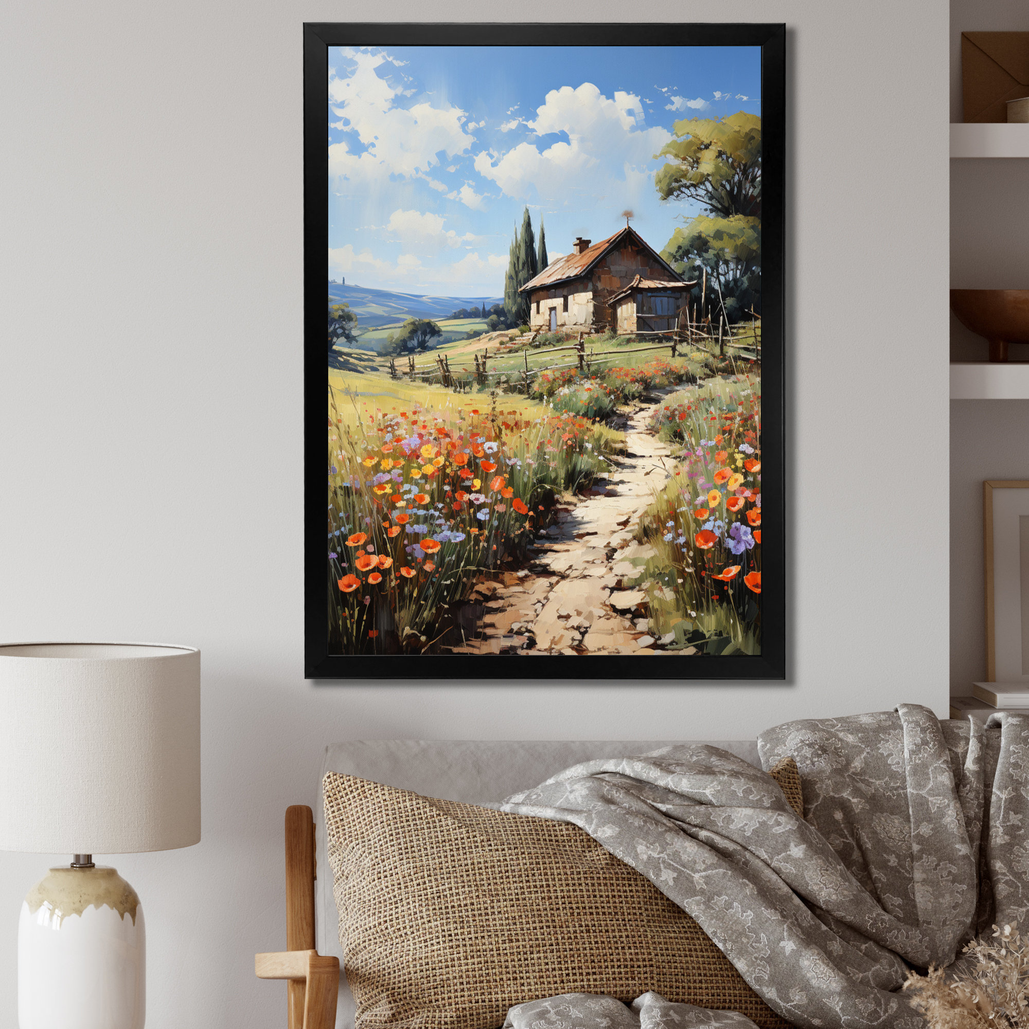 Red Barrel Studio® Azael Farmhouse Impressionist Fields II Framed On ...