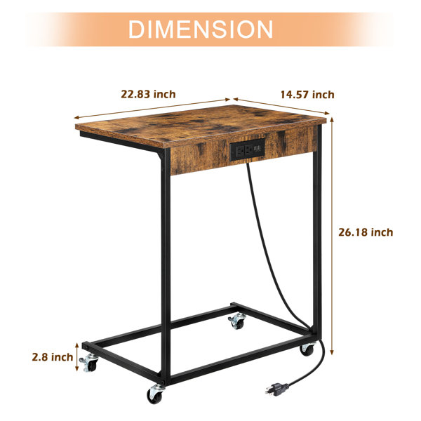17 Stories C Shaped Under Couch Table With Outlets, Side Table End ...