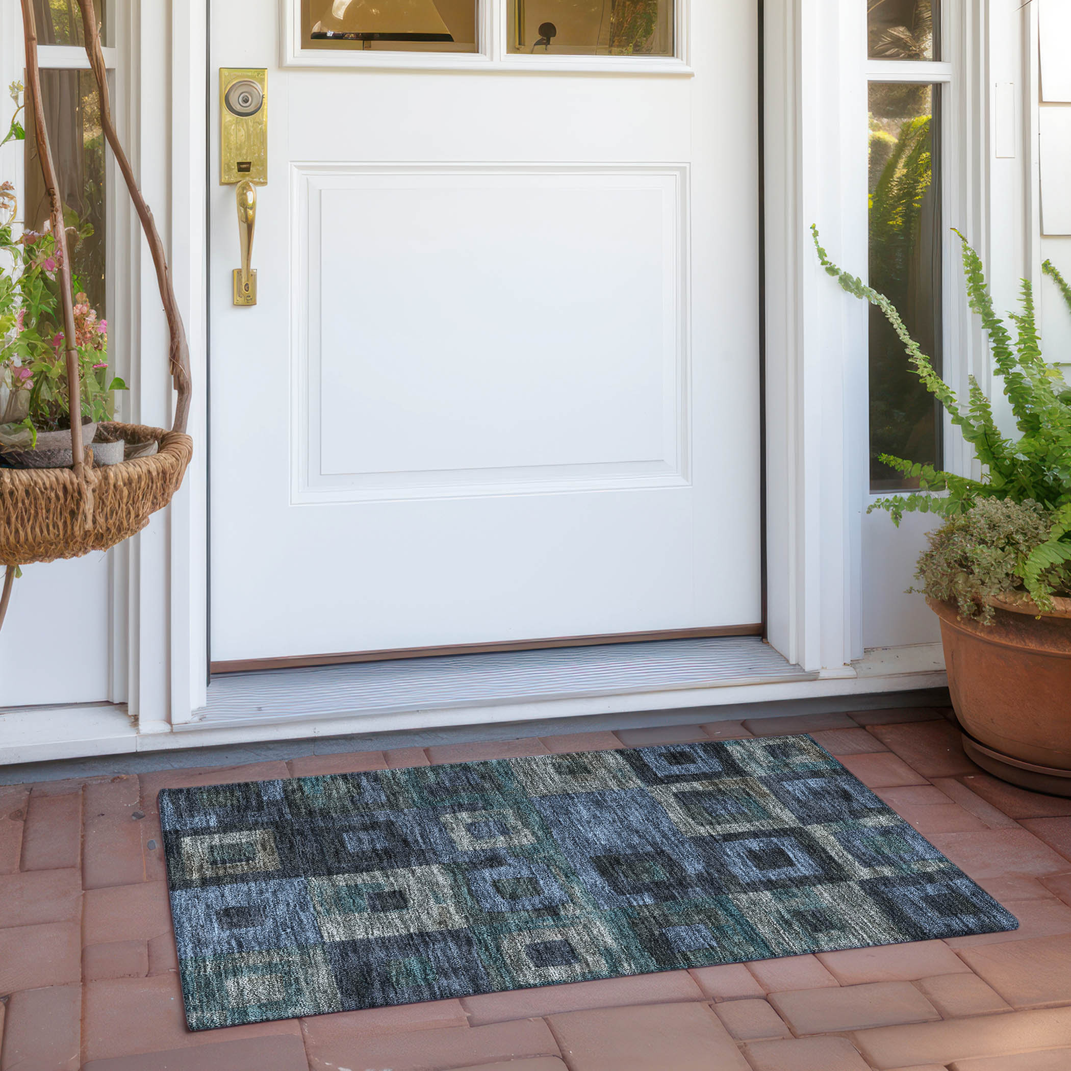 Wade Logan® Machine Washable Indoor/Outdoor Cicel ACN1142 Blue Rug ...
