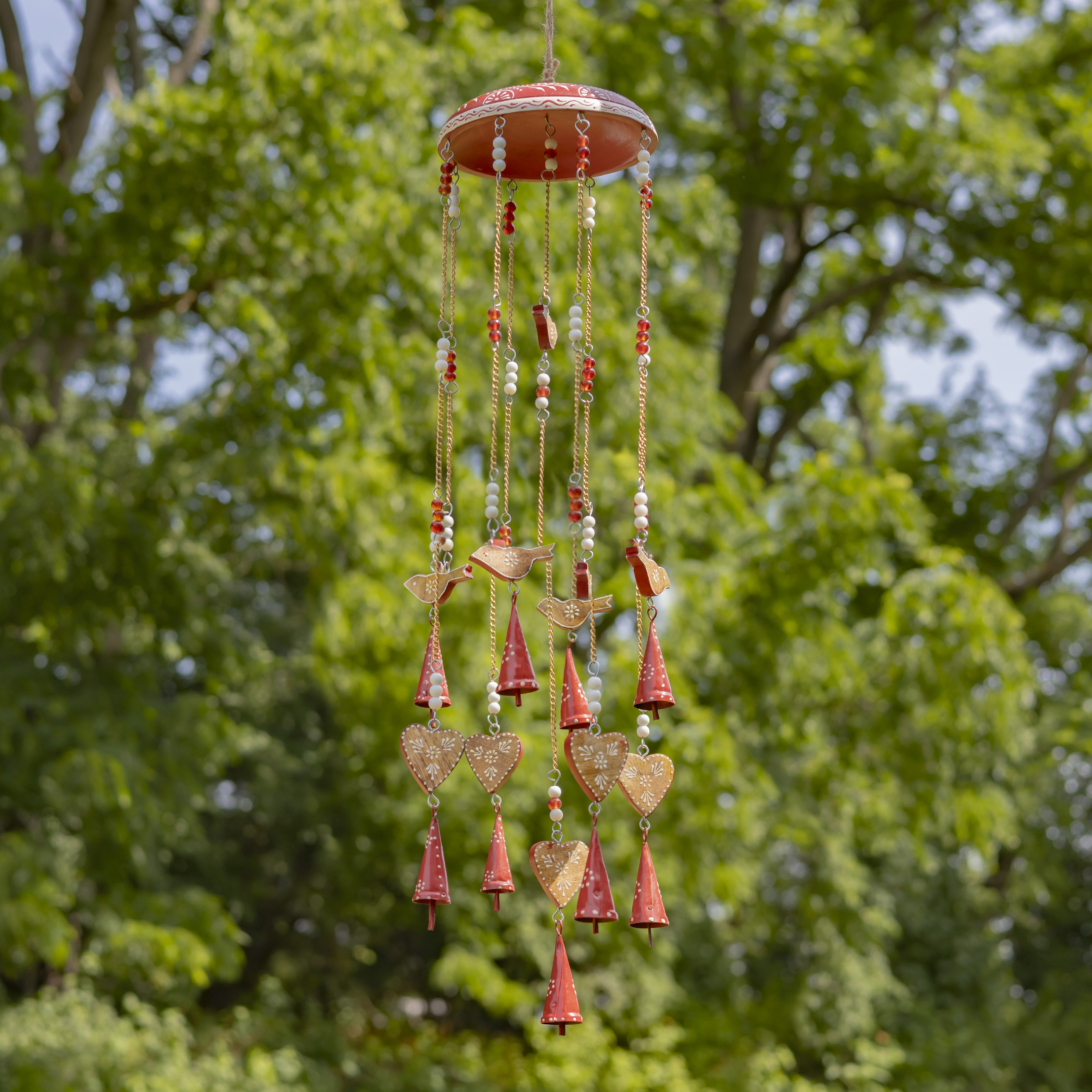 Arlmont & Co. Assorted Wood & Metal Hanging Wind Chimes with Bells ...