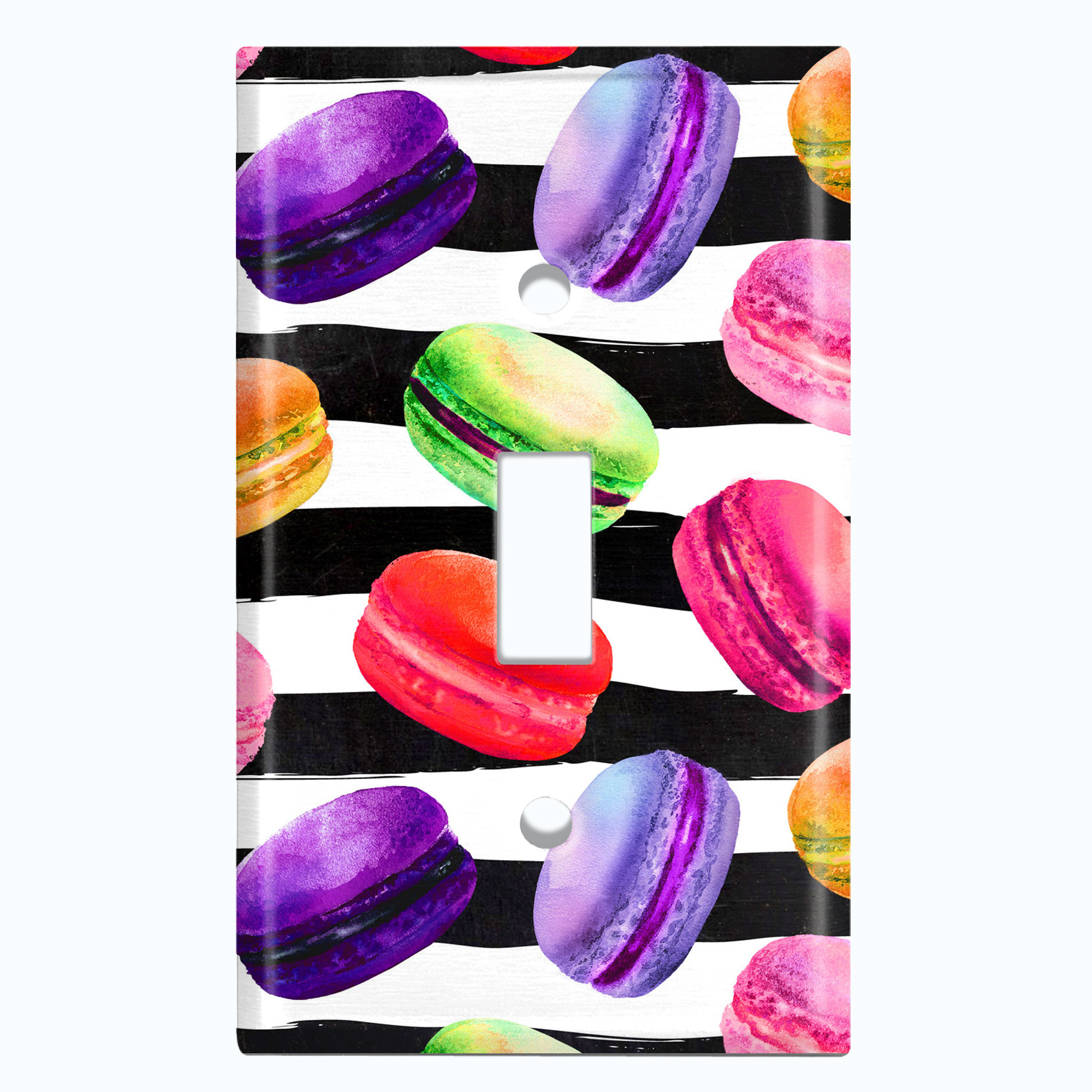 WorldAcc Colorful Macaron Treat Stripes 1-Gang Toggle Light Switch Wall ...