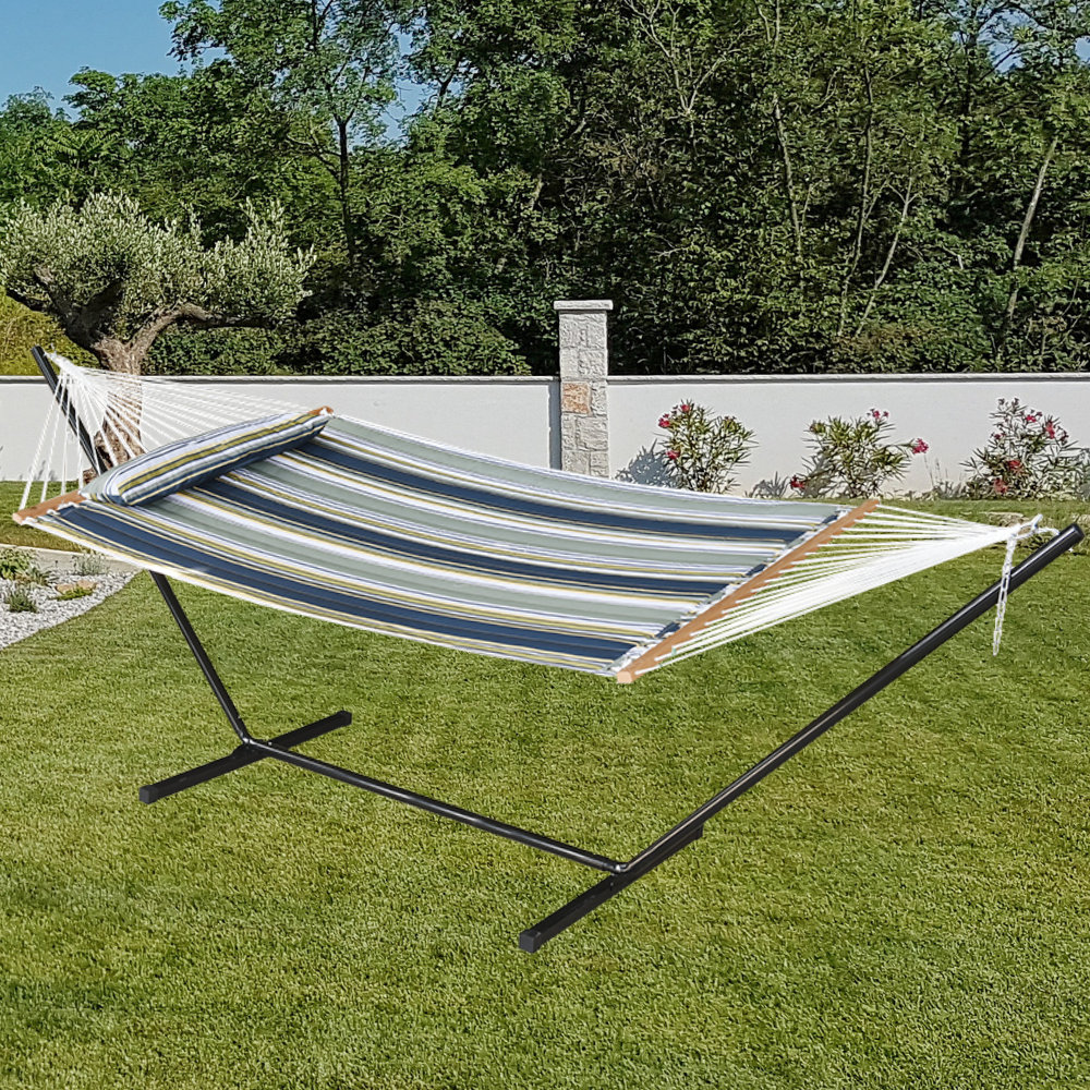 Arlmont & Co. Chasady Double Spreader Bar Hammock with Stand - Wayfair ...