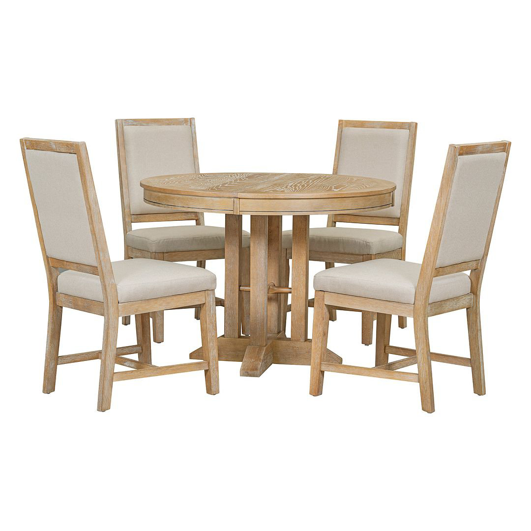 Red Barrel Studio® Quanterius 5 - Piece Extendable Pedestal Dining Set ...