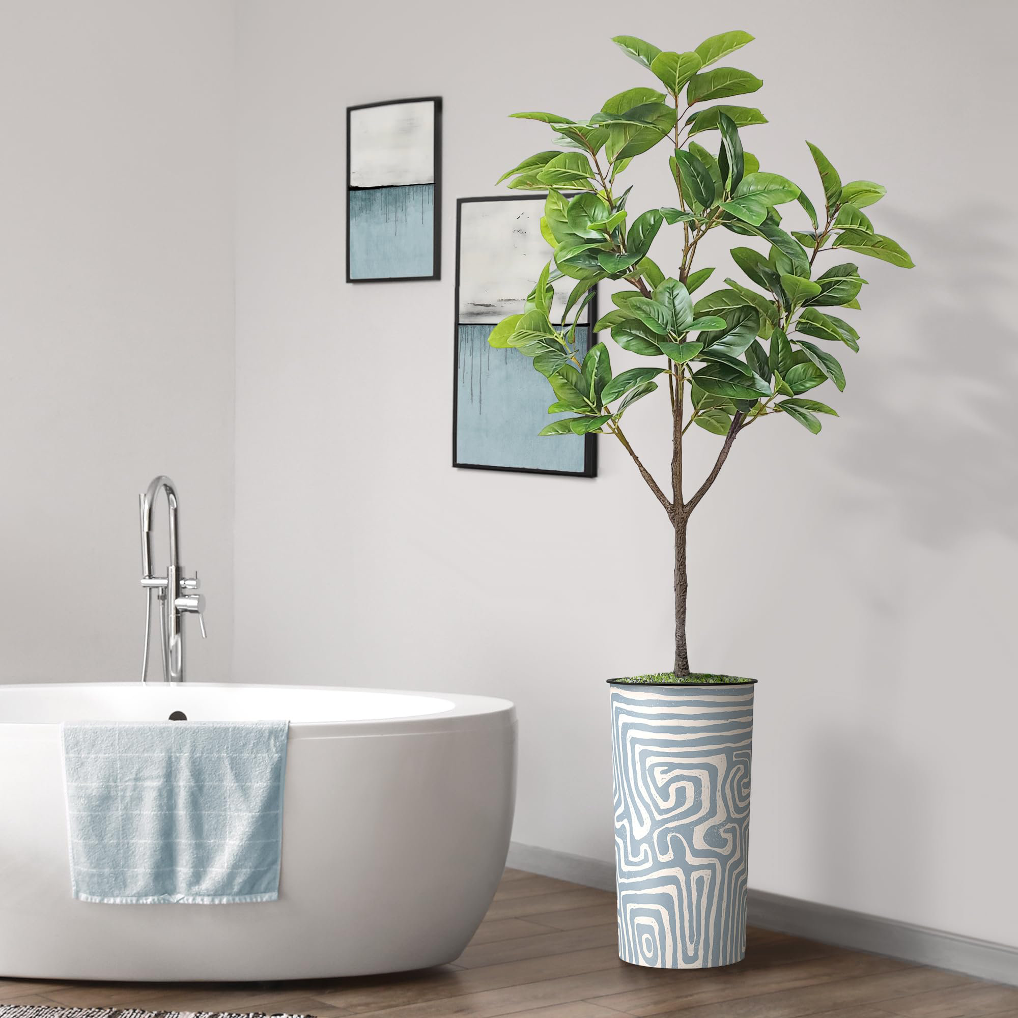 SIGNLEADER Artificial Tree in Contemporary Geometric Pattern Planter ...