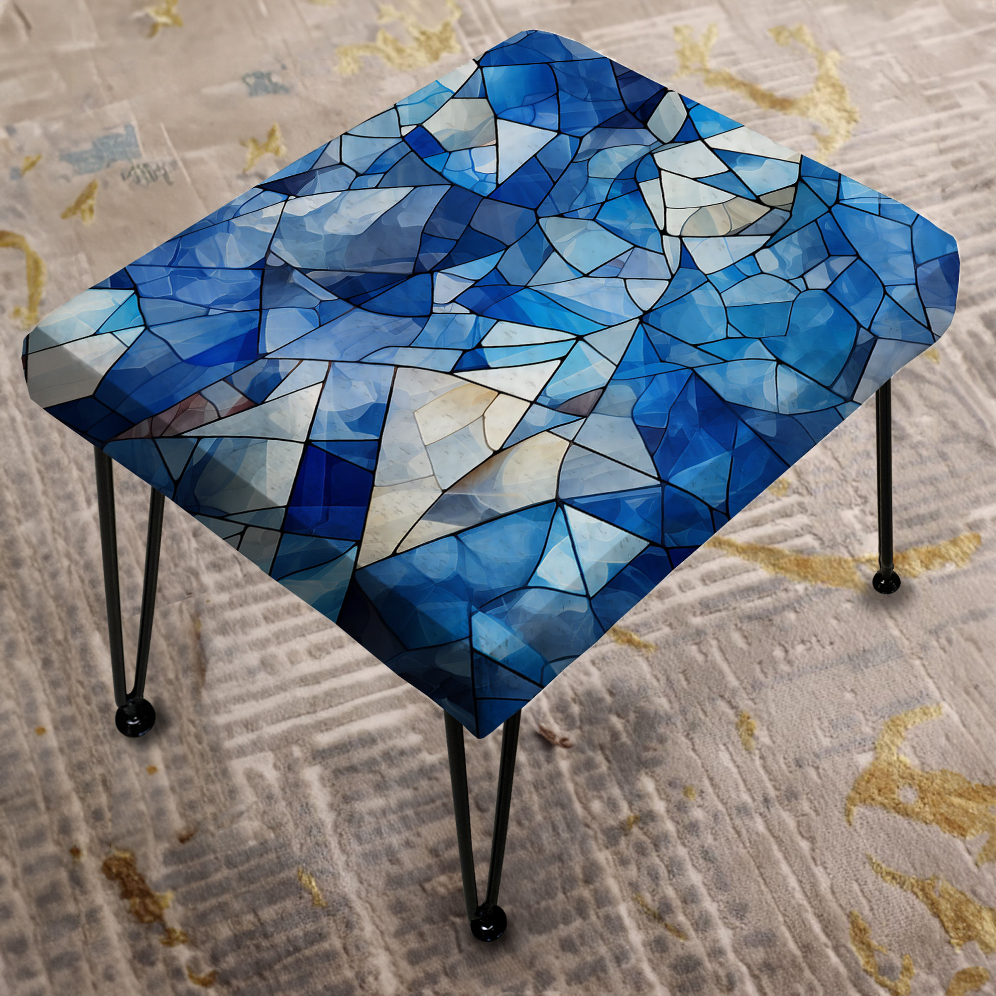 Design Art Deep Cobalt Blue Symmetry Glass - Geometric Rectangle ...