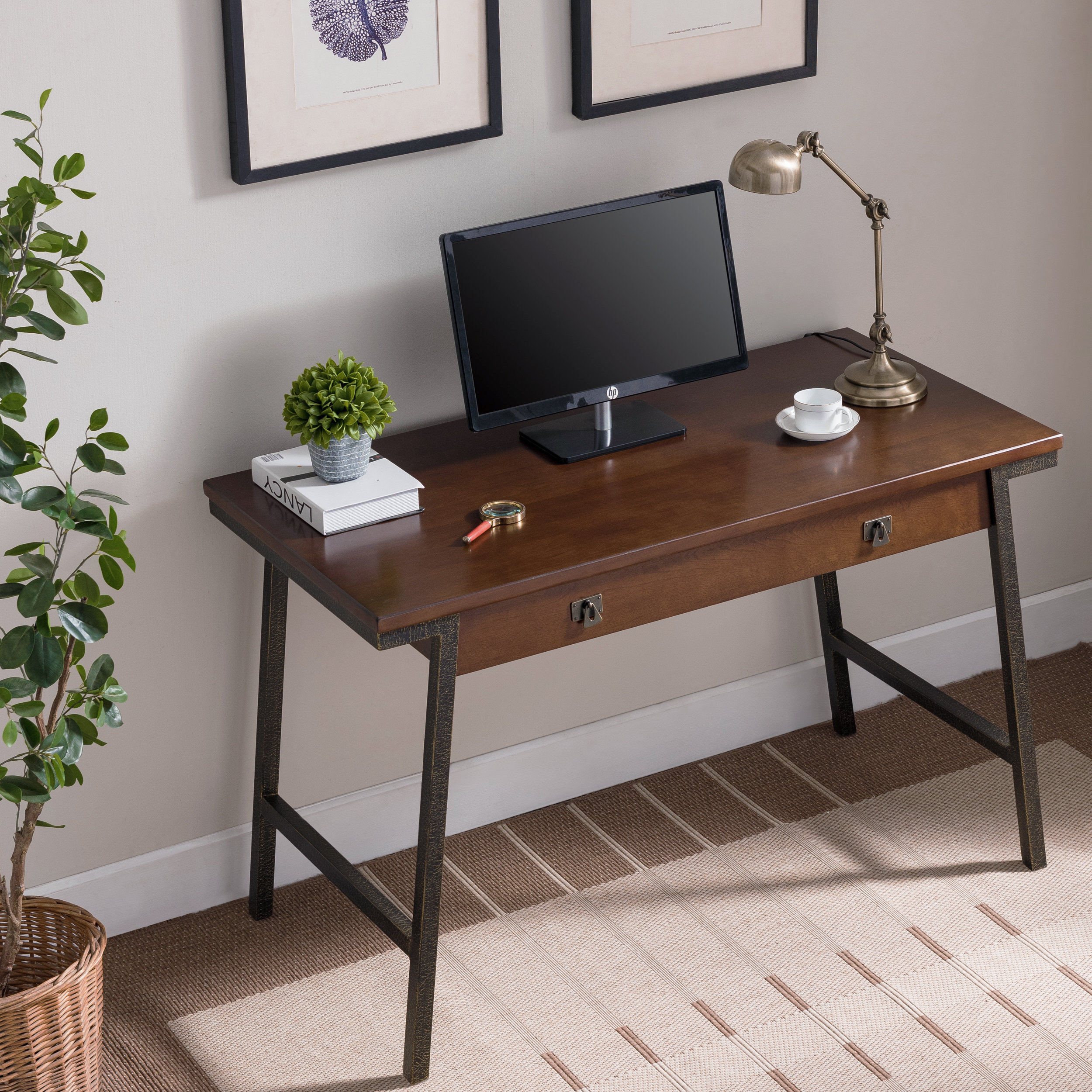 Charlton Home® Empiria Solid + Manufactured Wood Laptop Computer Desk ...