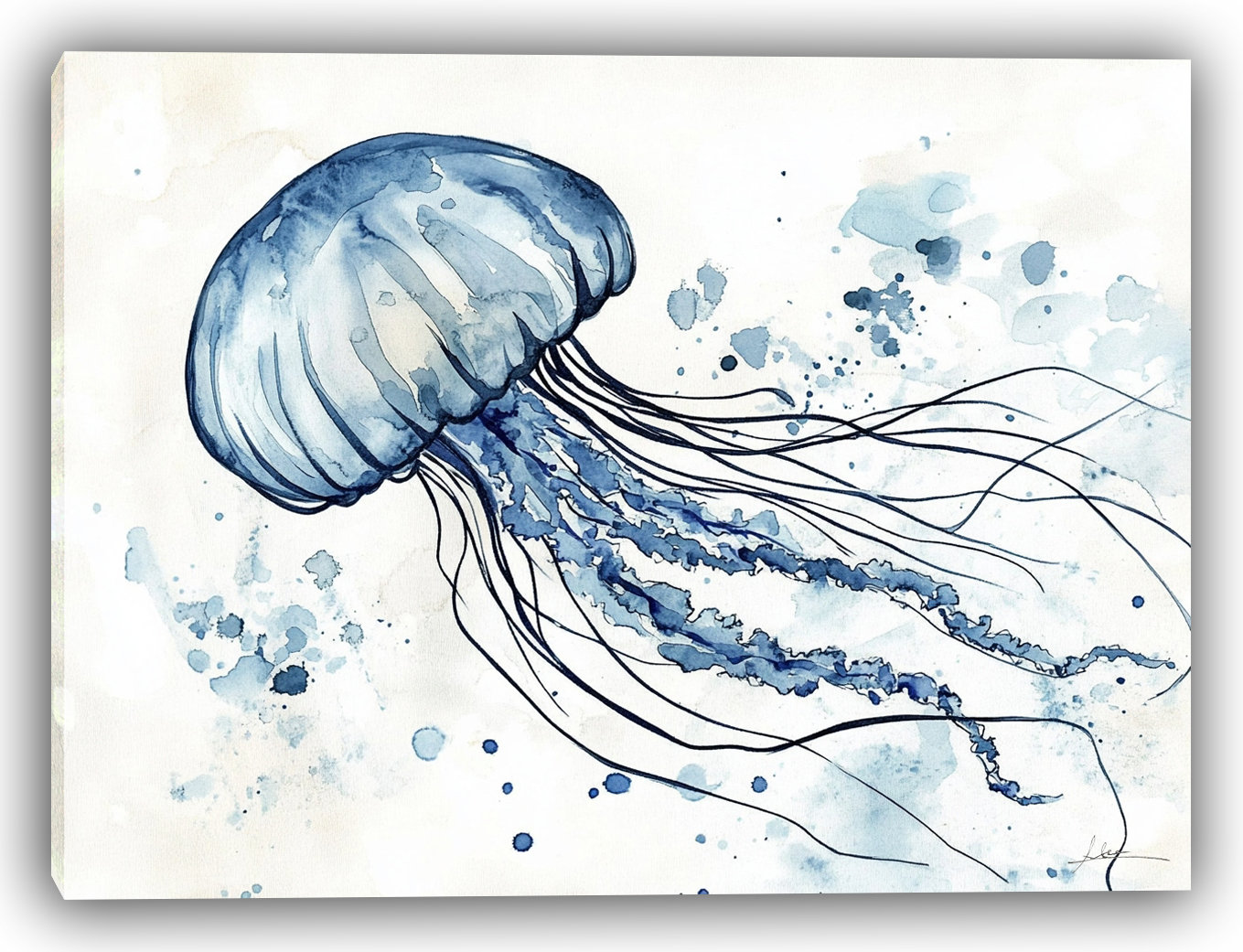Rosecliff Heights Blue Bloom - Abstract Jellyfish Marine Art on Canvas ...