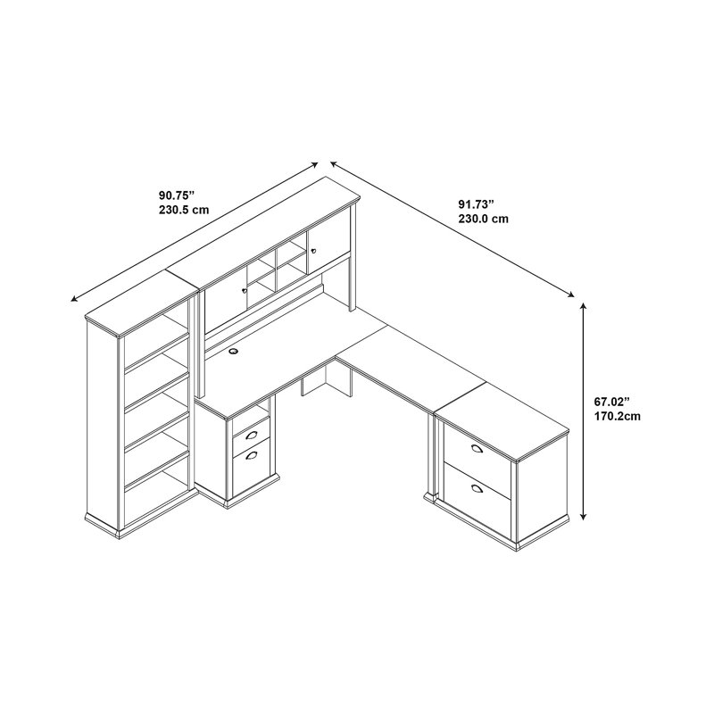 Three Posts™ Ferrell 5 Piece L-Shaped Computer Desk Office Set with ...