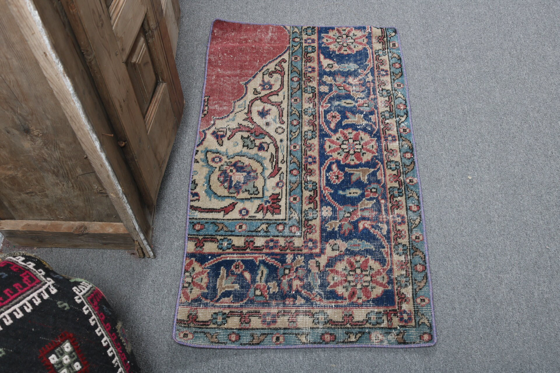 Bungalow Rose Stunning Vintage Turkish Door Mat with Handcrafted Floral ...