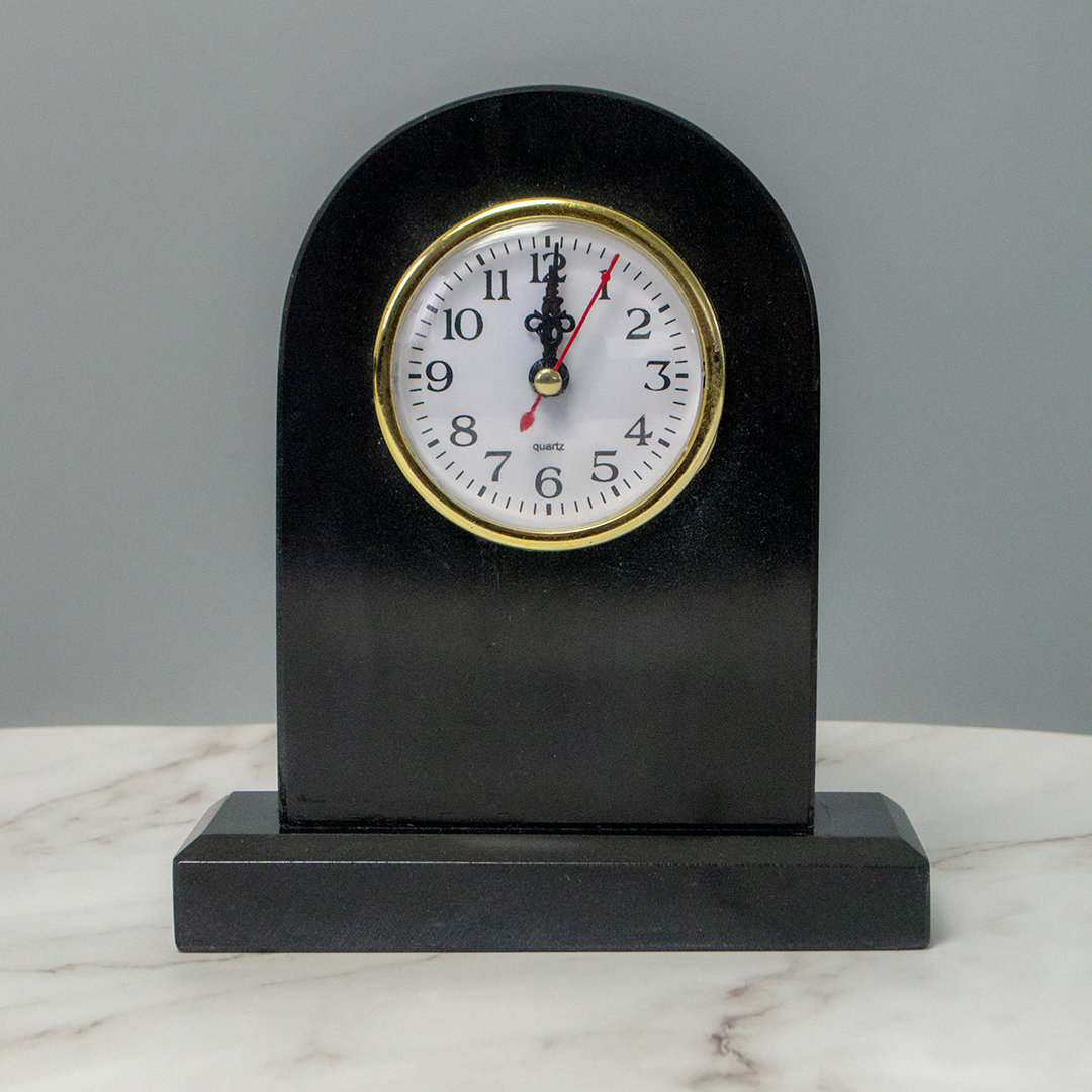 House of Hampton® Analog Metal mechanical Tabletop Clock in Bla | Wayfair