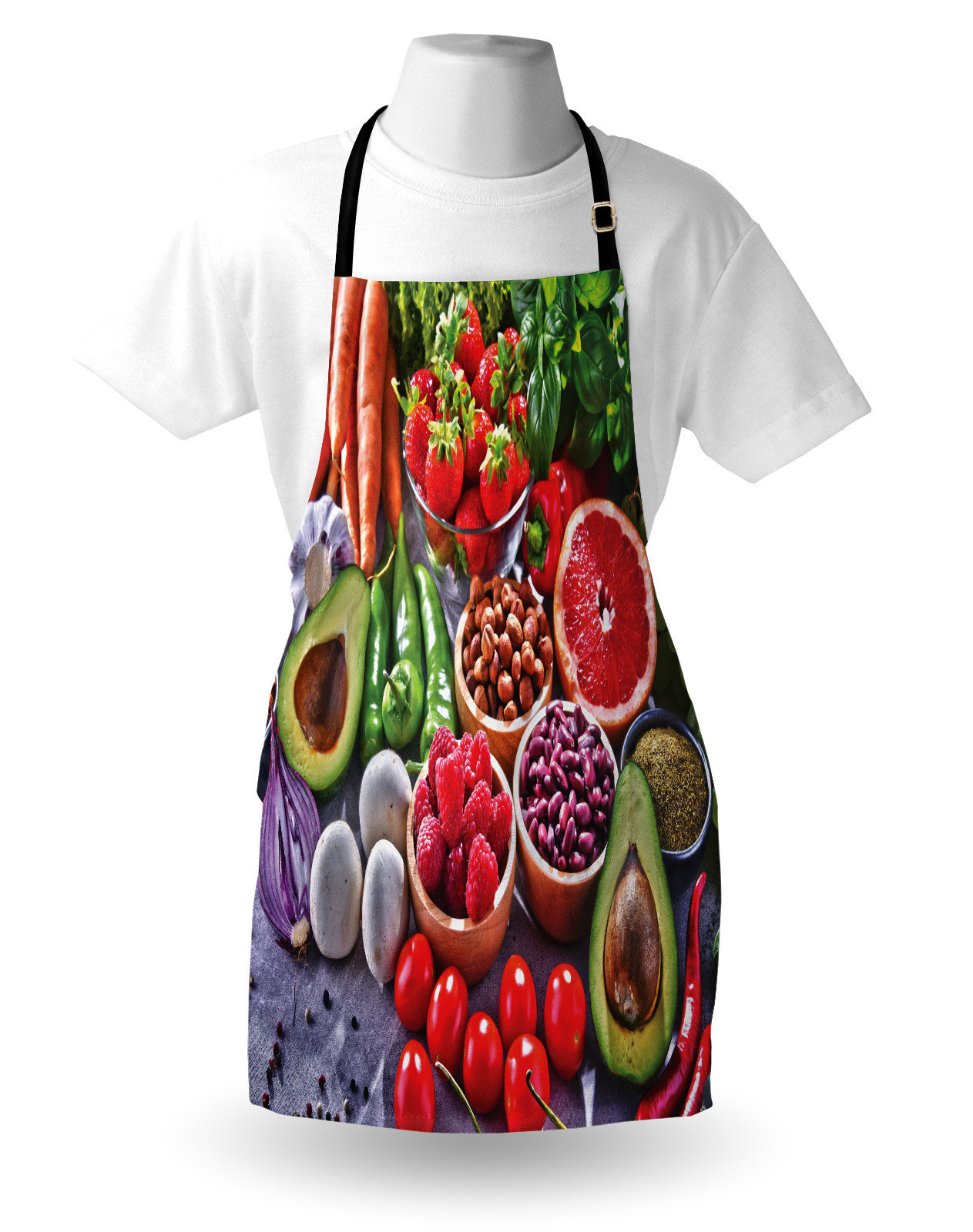 Bungalow Rose Food Apron Unisex Fresh Grocery Products Image Adult Size ...