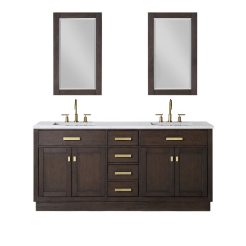 Water Creation Chestnut 72'' Double Bathroom Vanity with Marble Top ...