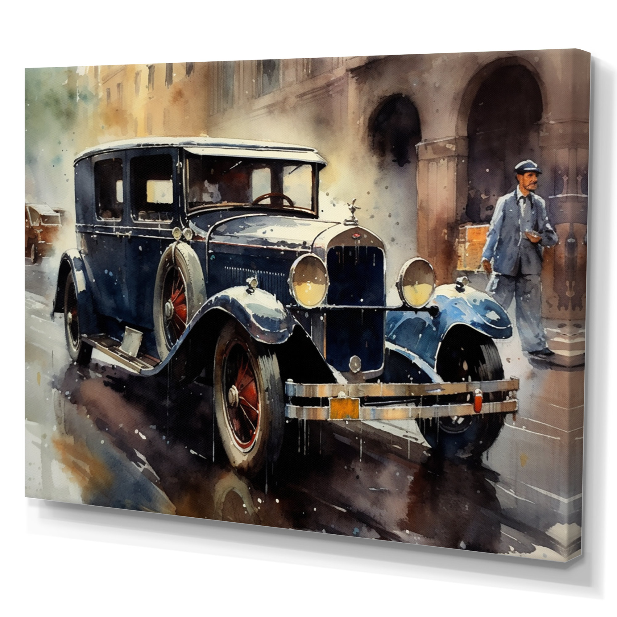 Williston Forge Blue And Brown Iconic Cars - Retro Car Canvas Art Print ...