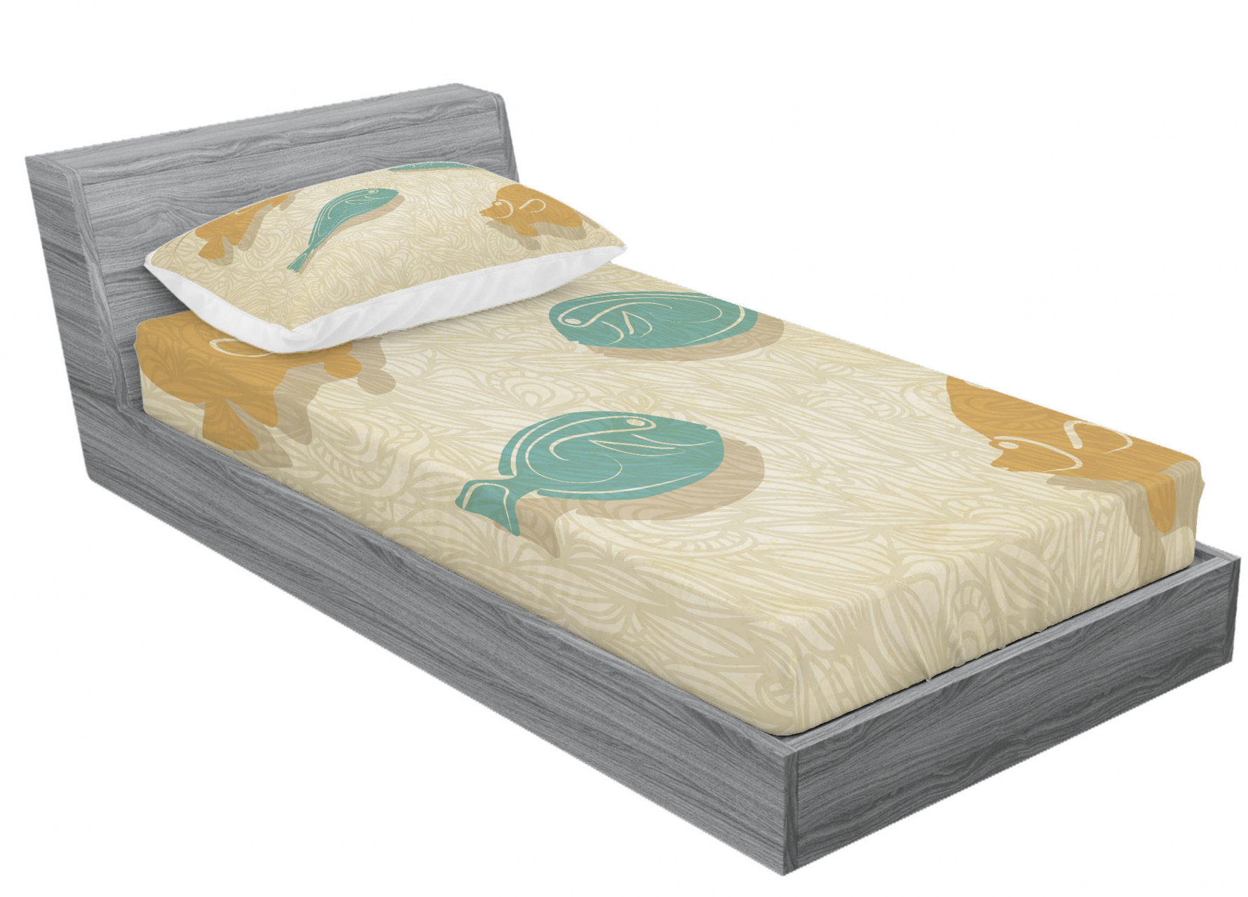 Ambesonne Fish and Wave Sheet Set | Wayfair
