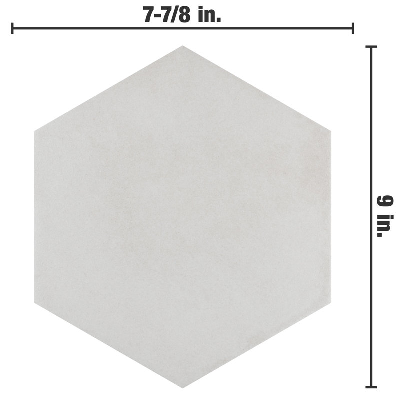 Merola Tile Matter Hex 7.88" x 9" Porcelain Stone Look Floor and Wall ...
