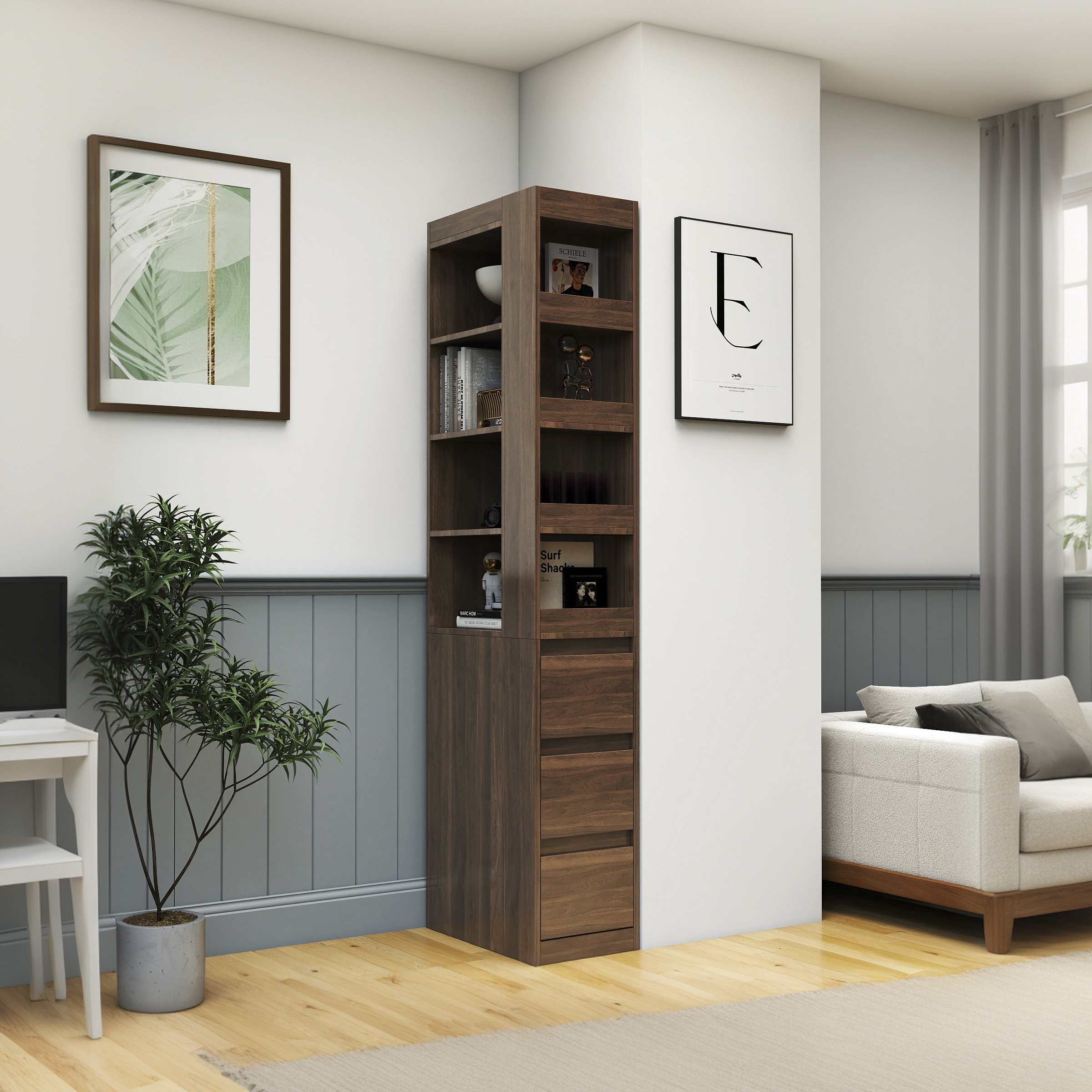 Latitude Run® 70.87'' H Modern Wooden Display Storage Cabinet - 4-Tier ...