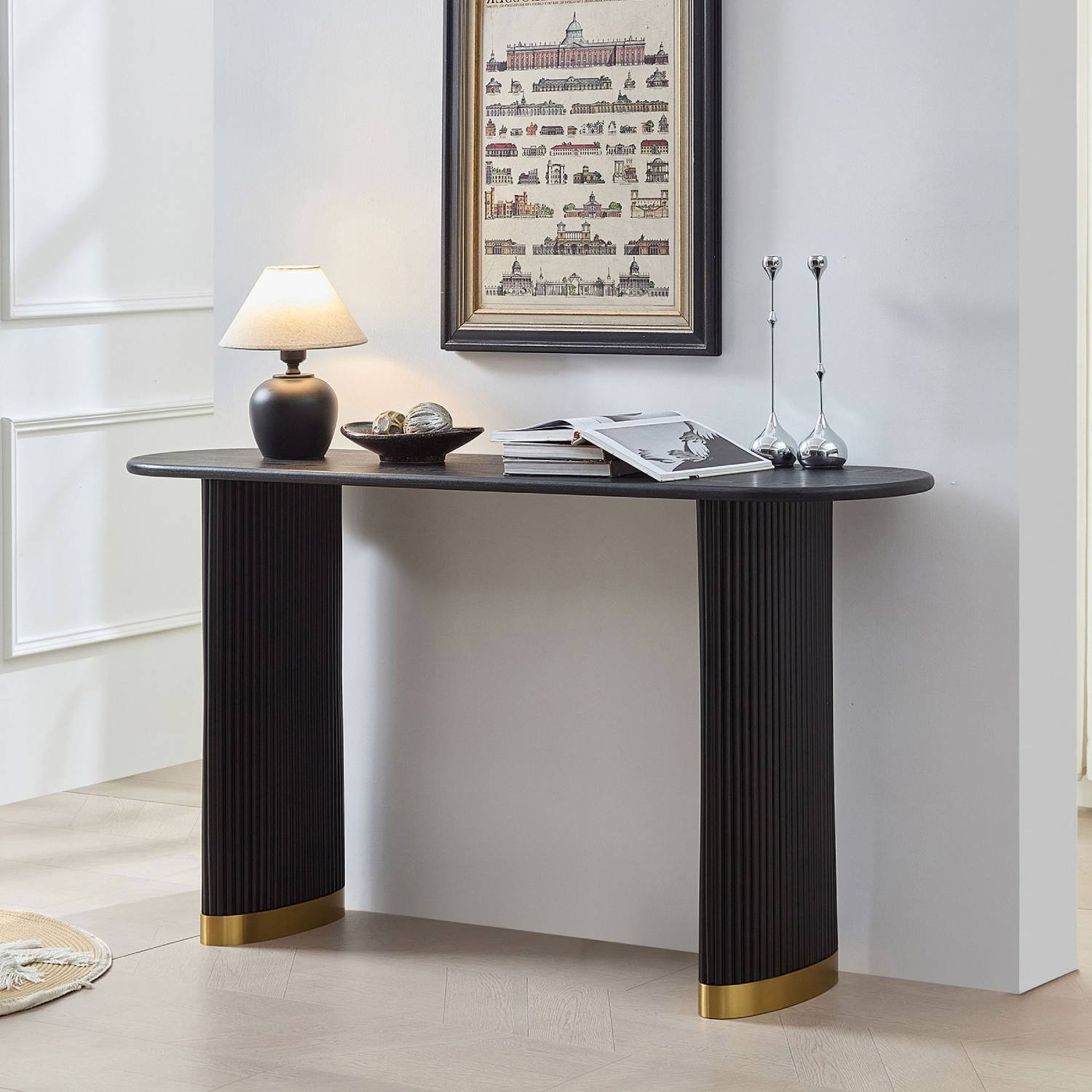 Ivy Bronx 59" MDF Oval Console Table | Wayfair