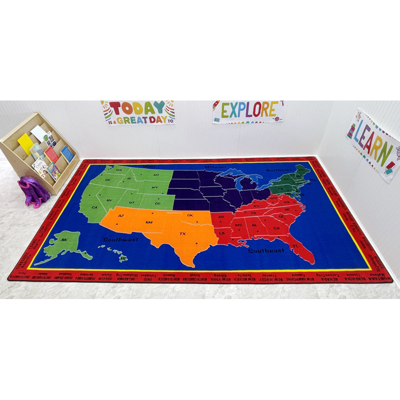 Kid Carpet The United States of America Map Rug | Wayfair
