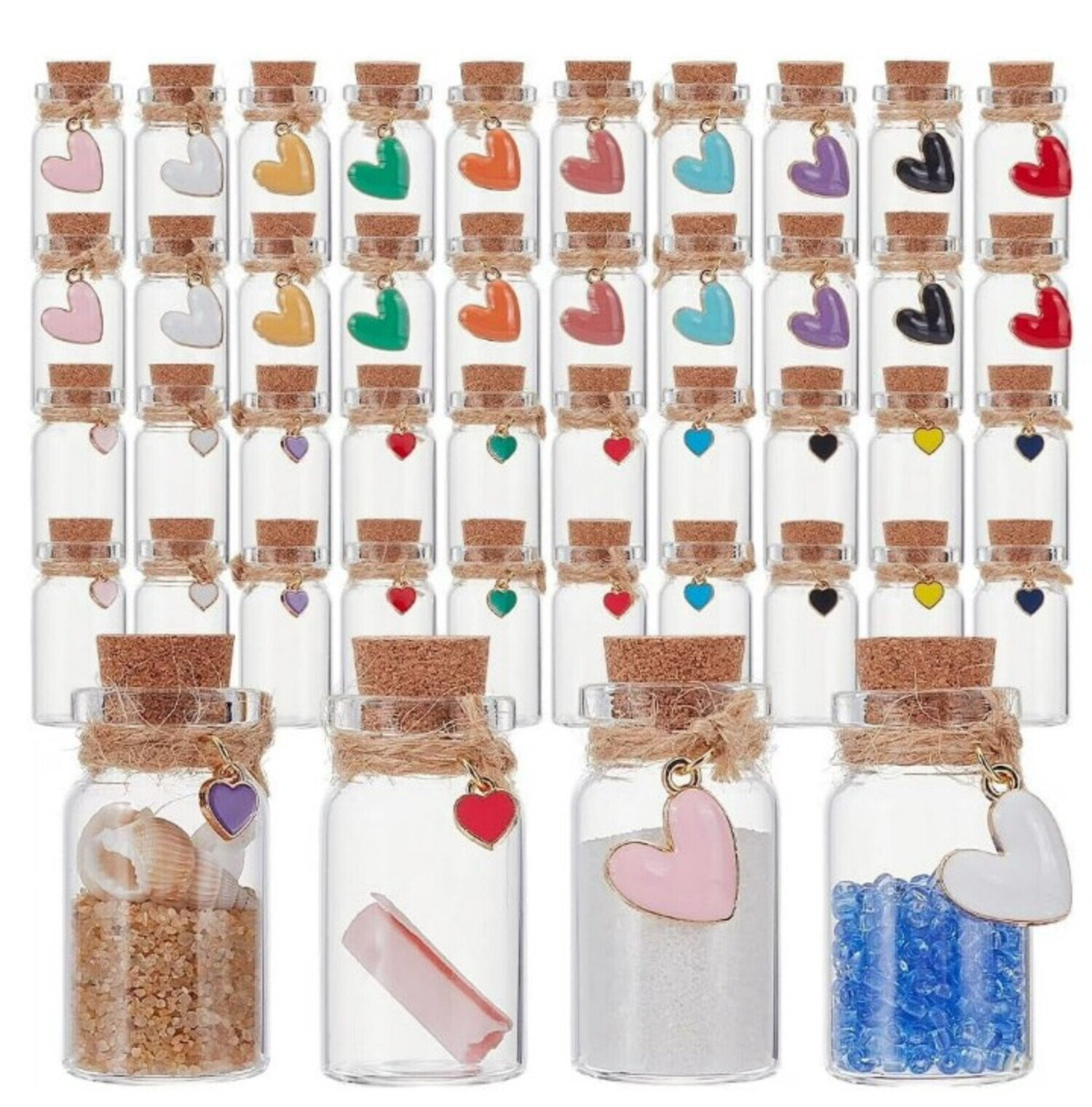 East Urban Home 20-Pack Of Colorful Mini Glass Jars With Heart-Shaped ...