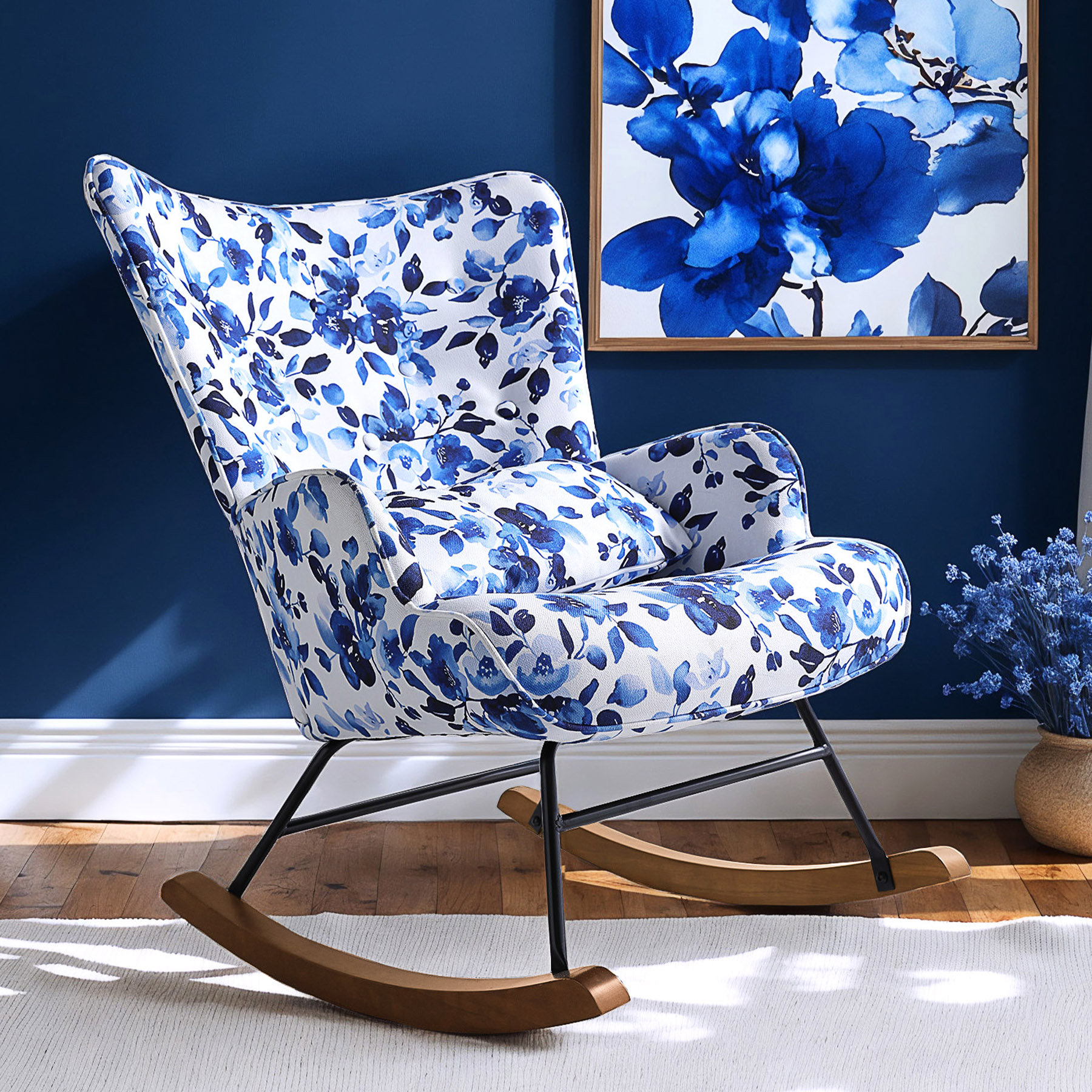 Red Barrel Studio® Porcelain Wingback Rocking Chair & Reviews | Wayfair