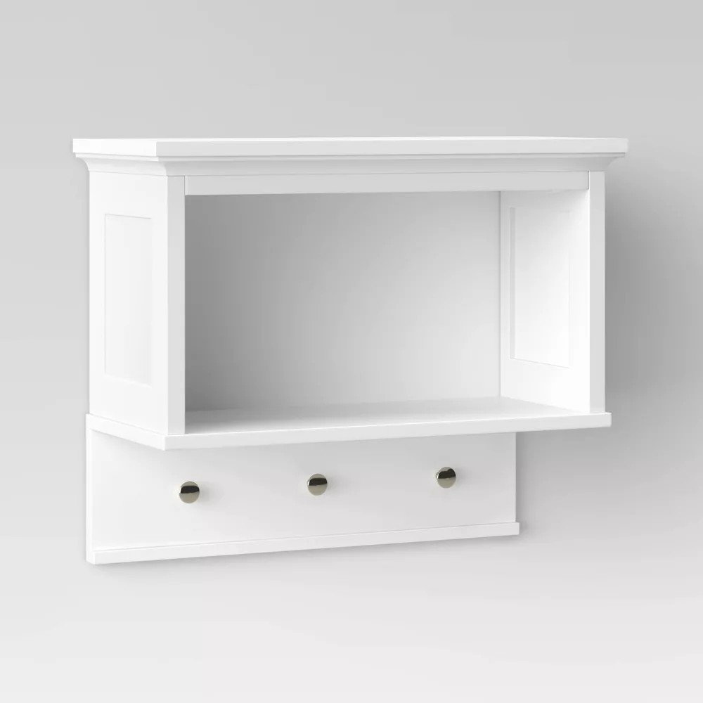 Red Barrel Studio® Wall Shelf with Hooks White - Microfiber, Non-Slip ...