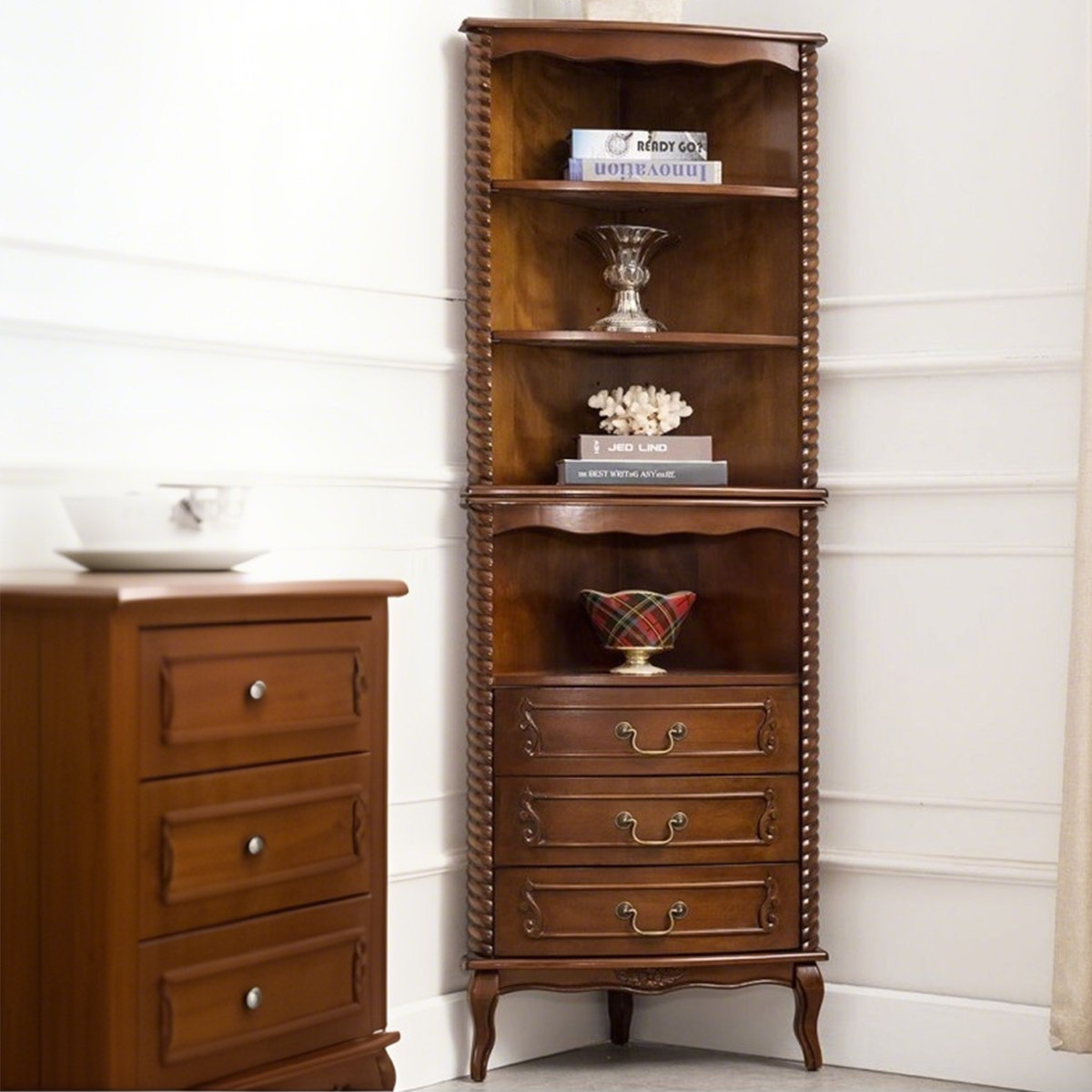 One Allium Way® Minimalist brown wooden triangular storage cabinet ...