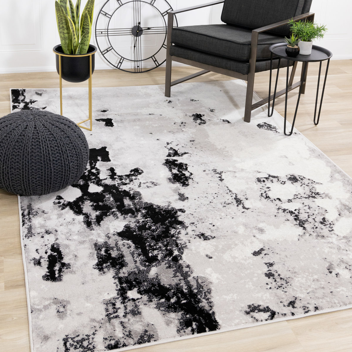 Novelle Home Meridian Abstract Gray/Black Area Rug & Reviews | Wayfair