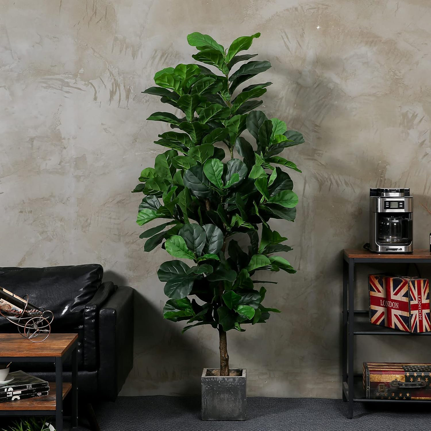 Primrue Fiddle Leaf Fig Tree 6ft Tall Artificial Tree in Plastic Pot ...