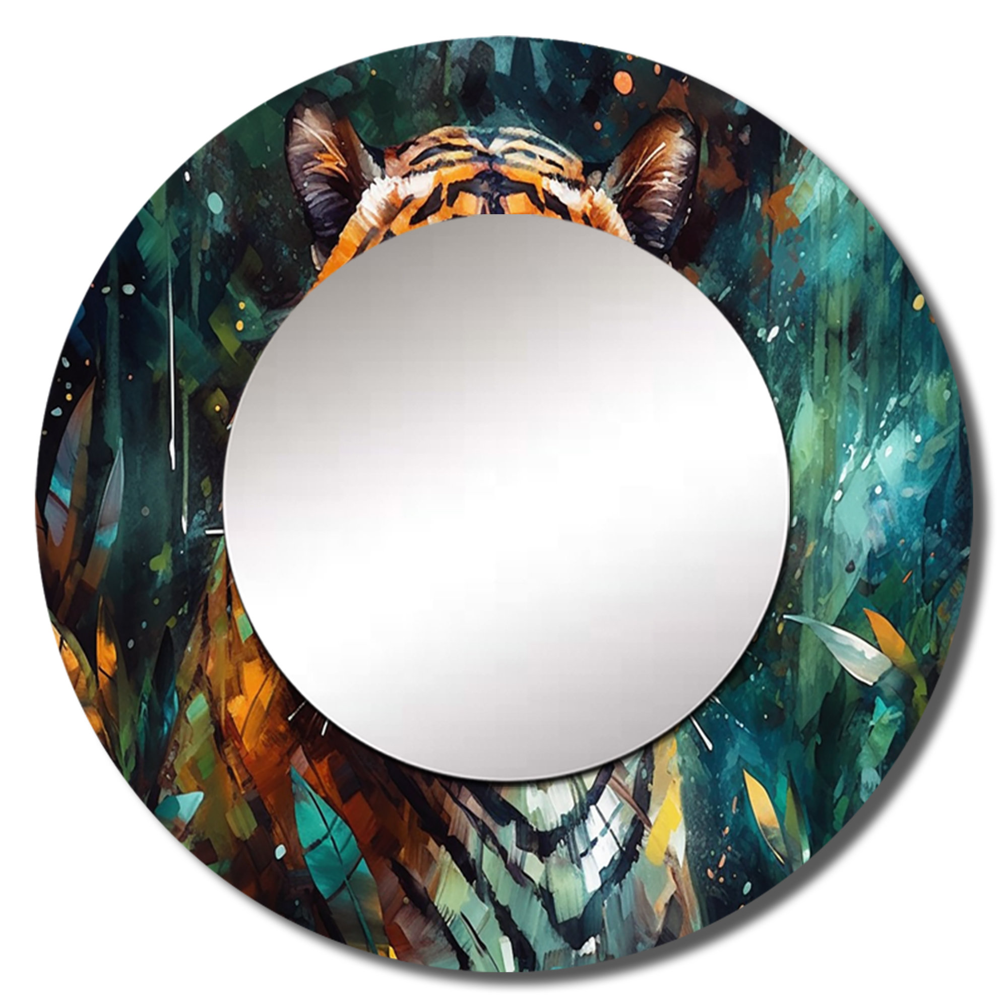 East Urban Home Colorful Tiger In The Wild - Animals Tiger Round Mirror ...