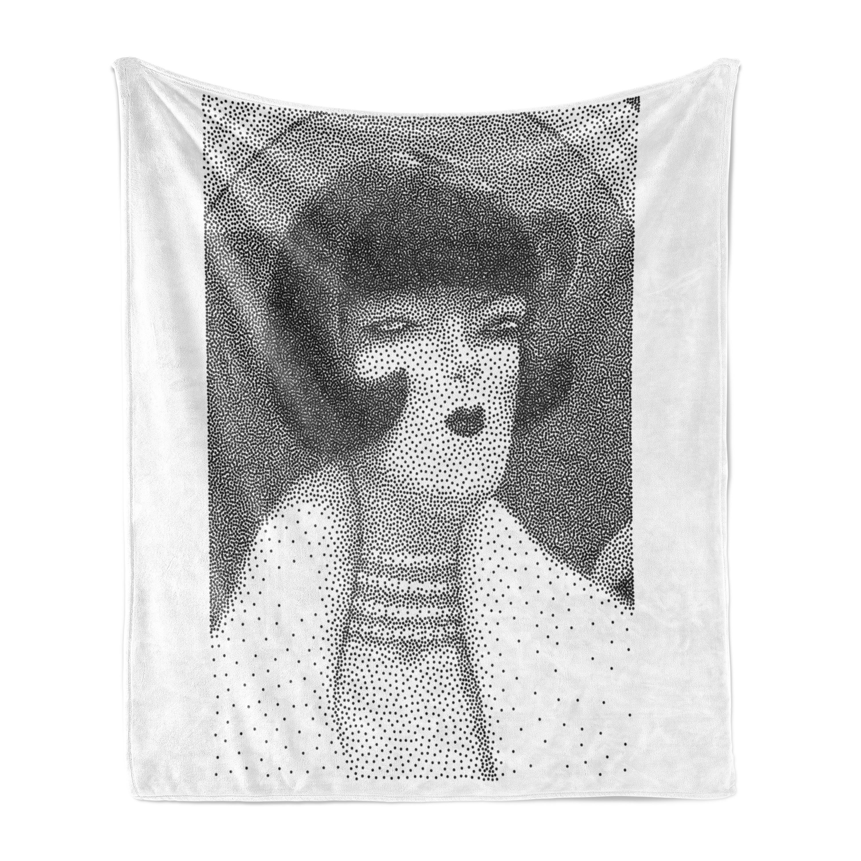 Ambesonne Retro Fleece Throw Blanket Bob Haired Posh Lady Black Grey ...