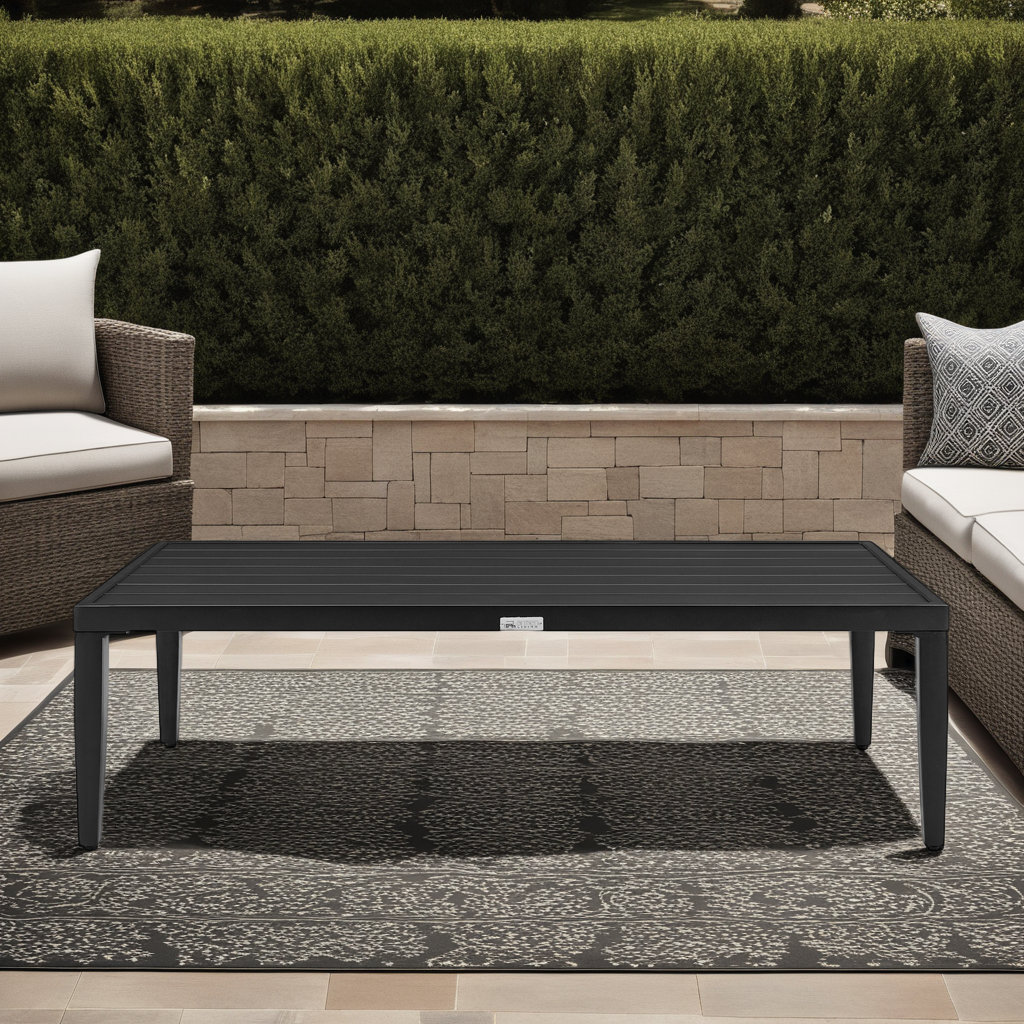 George Oliver Shumon Aluminum Outdoor Coffee Table In Black - Wayfair ...