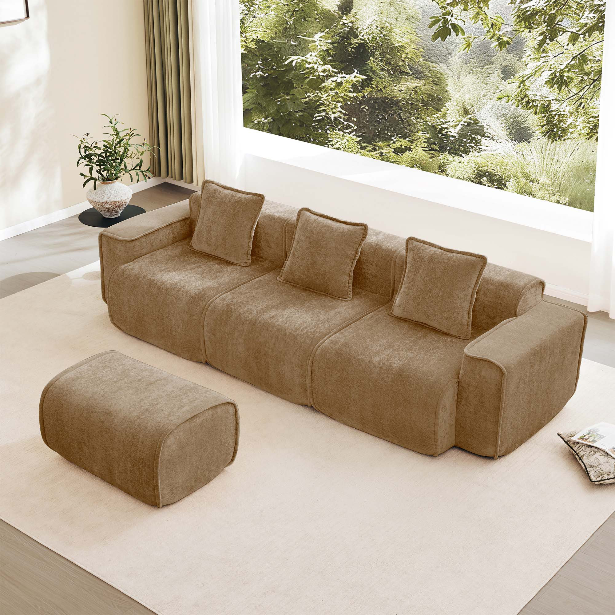 Mercer41 Streamlined Design Modular 4-Seat L-Shape Sectional Sofa With ...