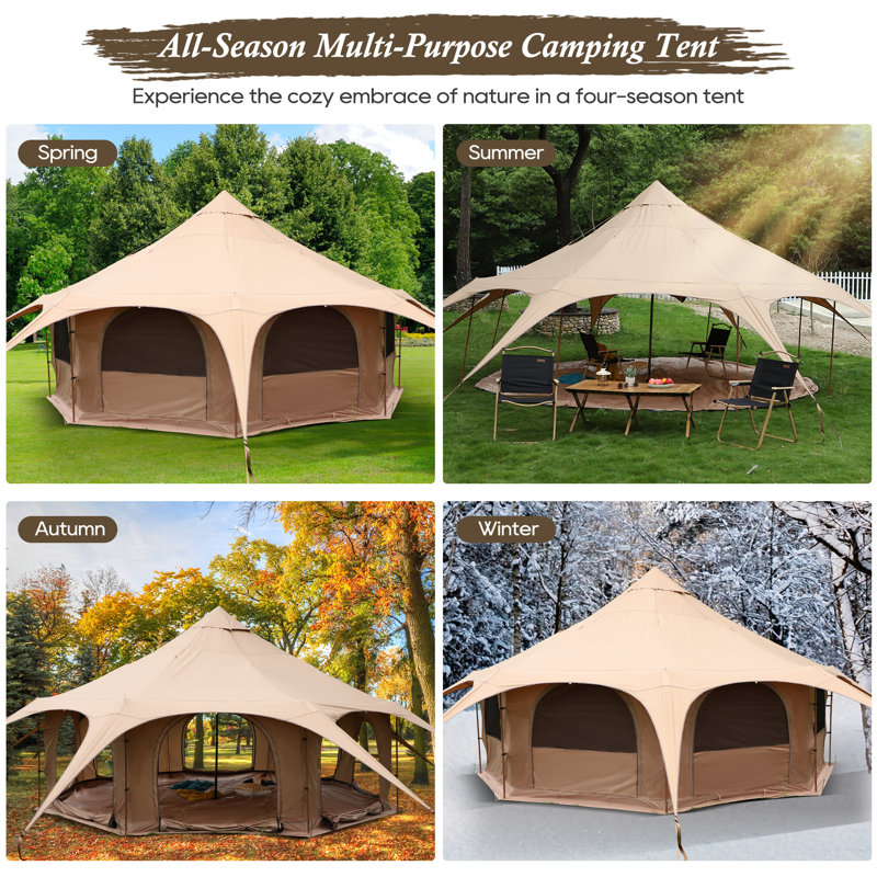 Puppywish 5M Canvas Tent Bell Tent, Glamping Yurt Tent with Stove Jack ...