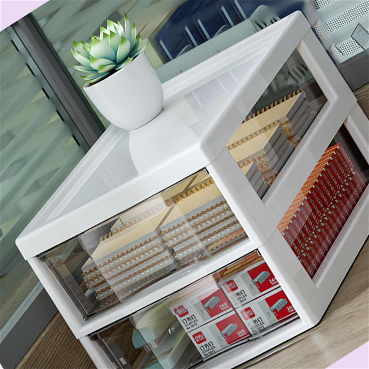 Longshore Tides Office Desktop Storage Box, Transparent Organizer Shelf ...